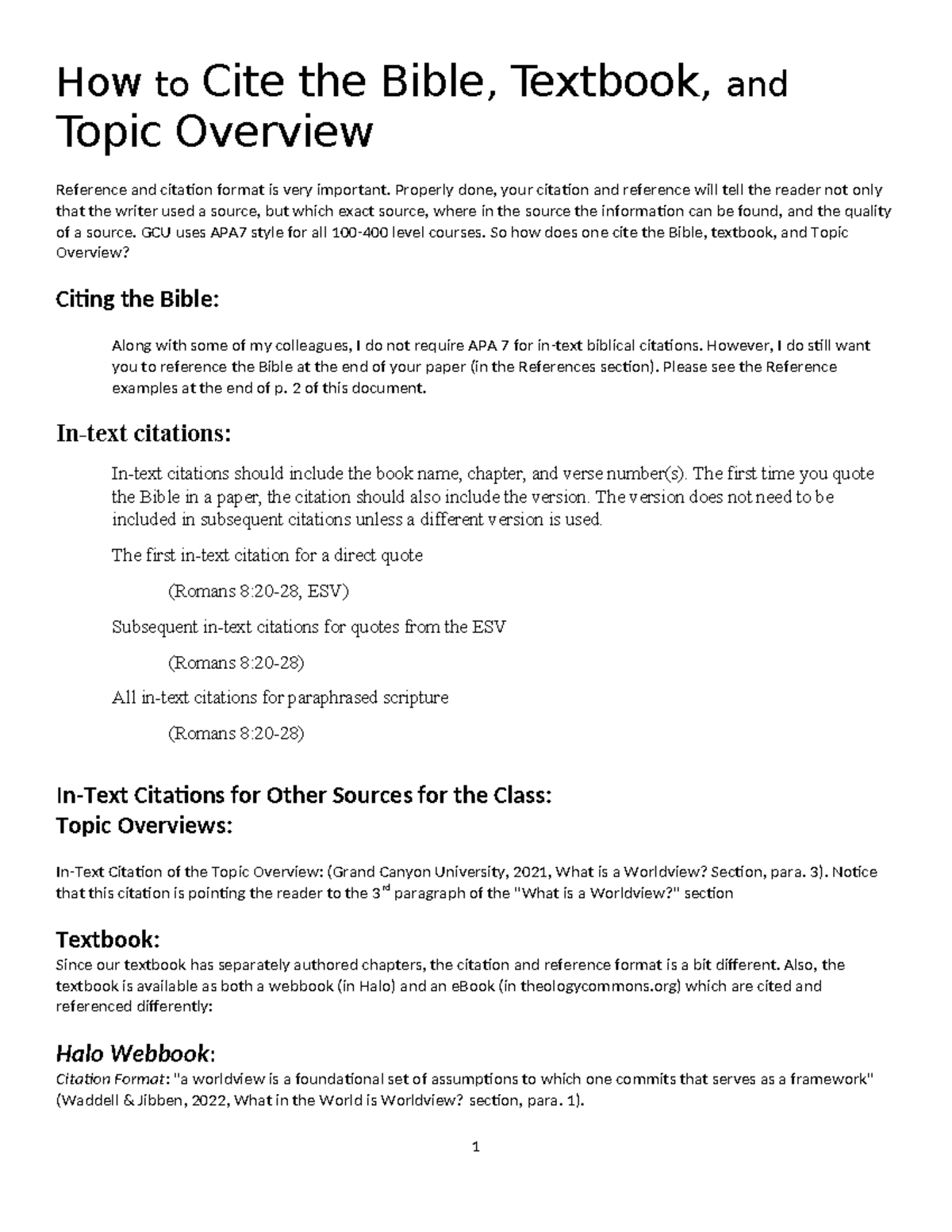 Citing the Bible, Textbook, and Topic Overviews - How to Cite the Bible ...