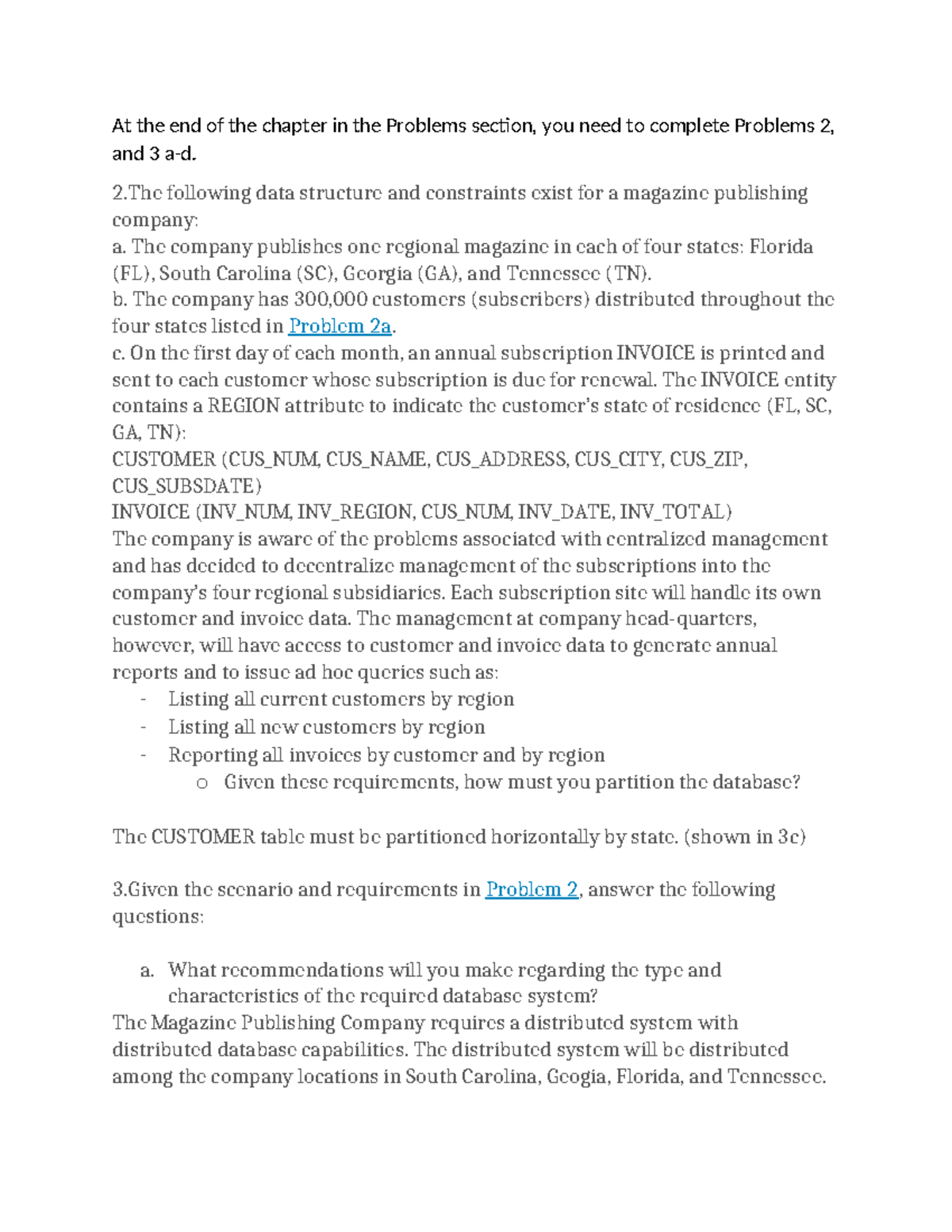 Chapter 12 Homework - At the end of the chapter in the Problems section, you need to complete ...