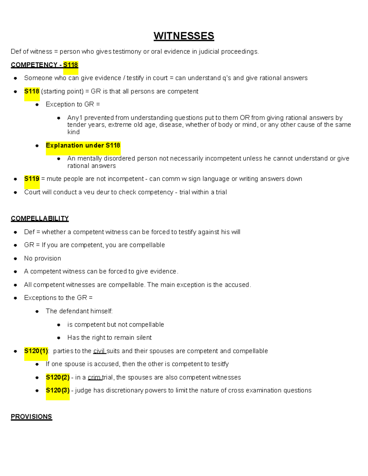 Witnesses & Privilege - WITNESSES Def of witness = person who gives ...