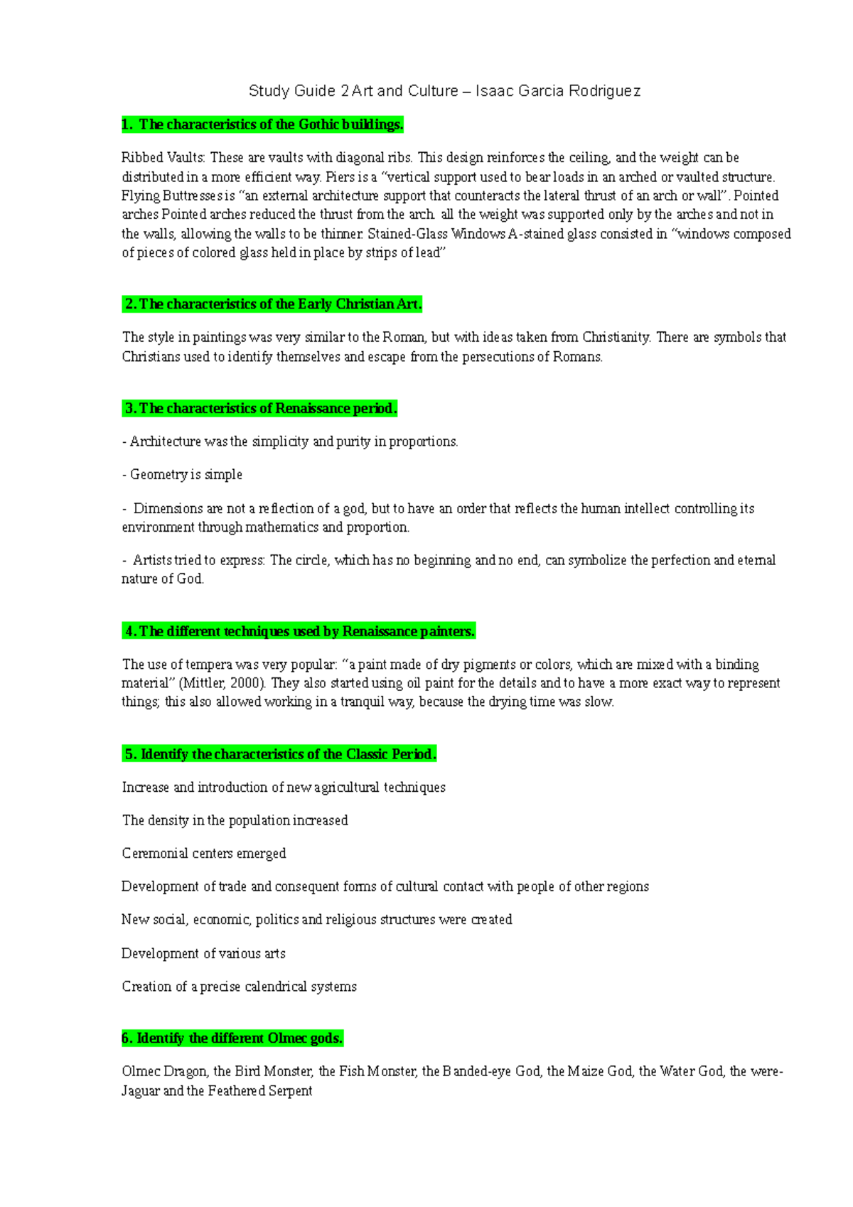 Study guide 2 arte - ............................... - Study Guide 2 ...