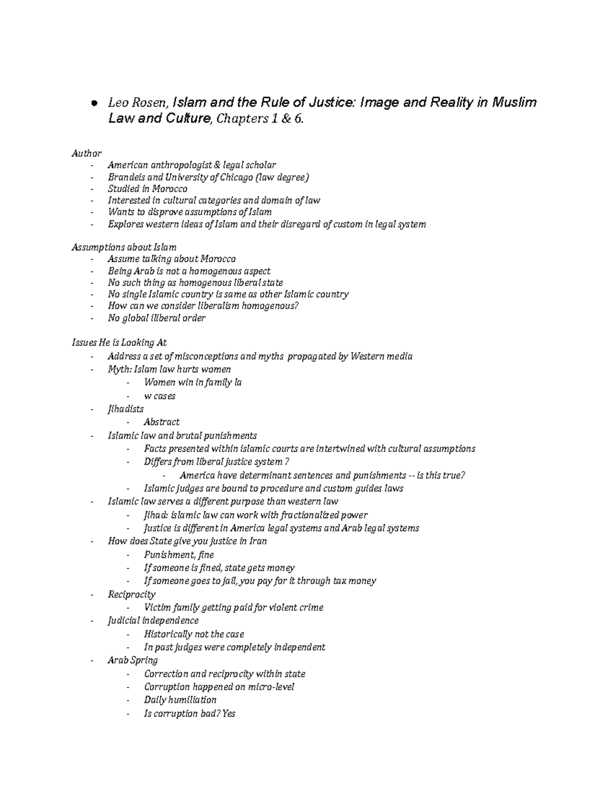 Week 10 Lecture Notes - Leo Rosen, Islam and the Rule of Justice: Image ...