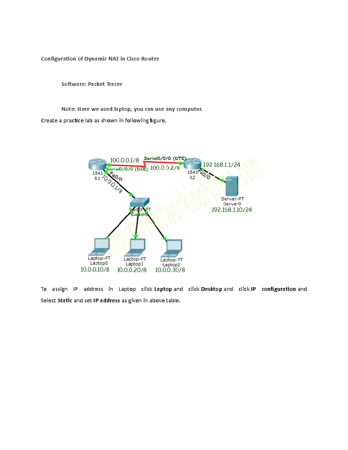 Computer Networks Lab 10 - Configuration of Dynamic NAT in Cisco Router ...