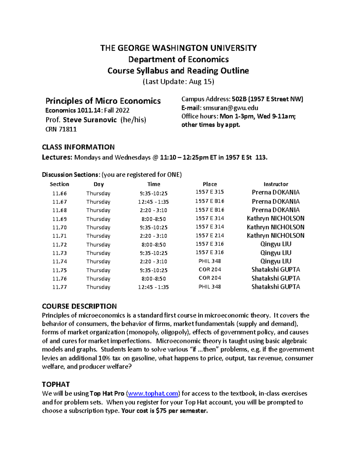 Econ 1011 Syllabus-F22 - THE GEORGE WASHINGTON UNIVERSITY Department of ...