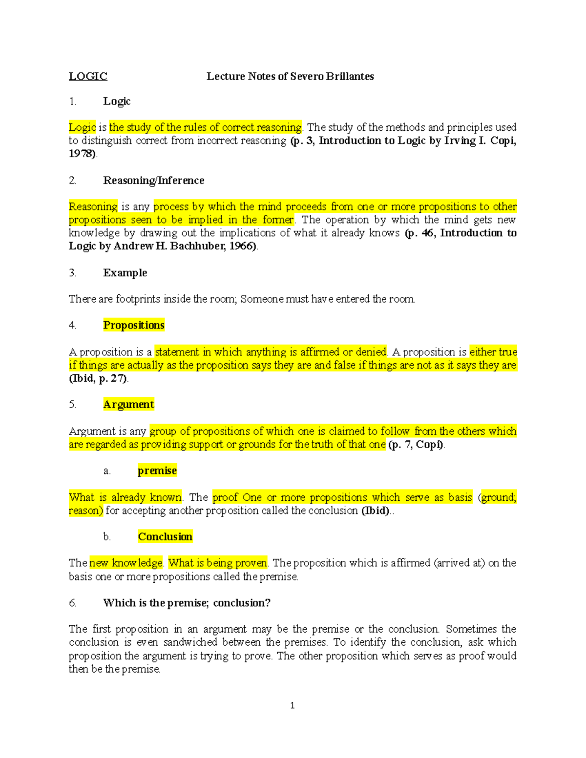 A Logic Introduction Logic Lecture Notes Of Severo Brillantes Logic