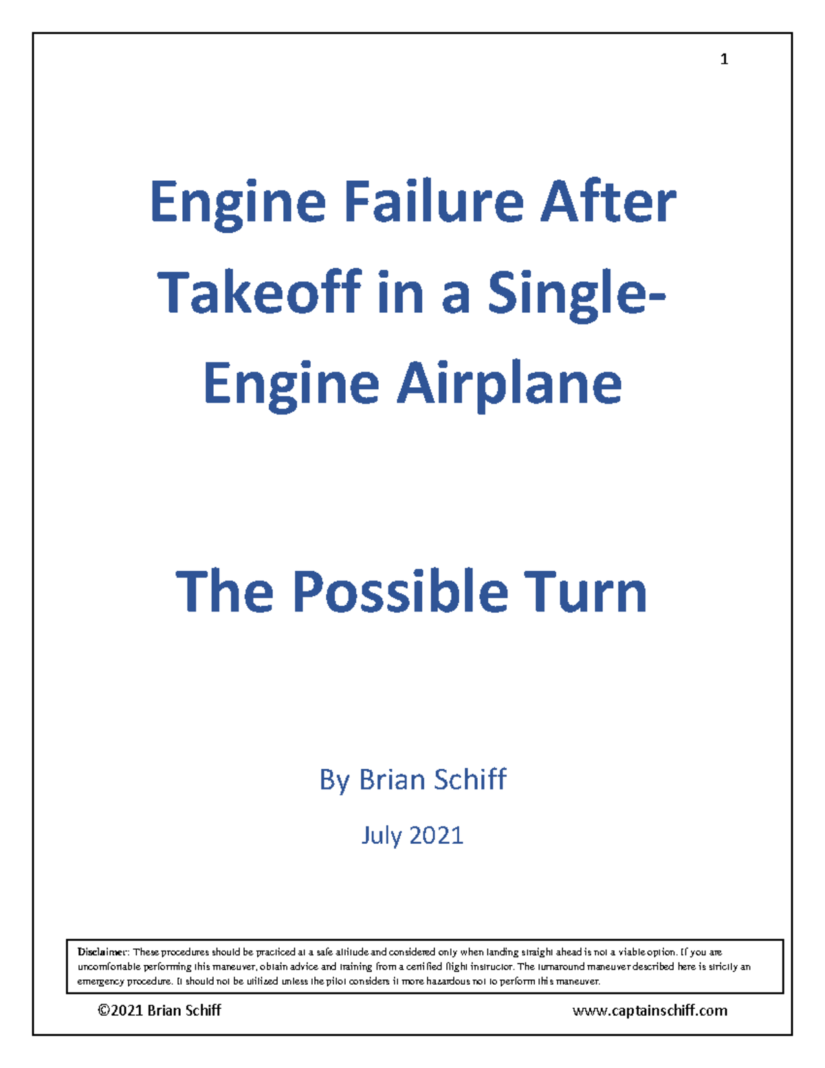 Turnback Altitude Form - Disclaimer: These procedures should be ...