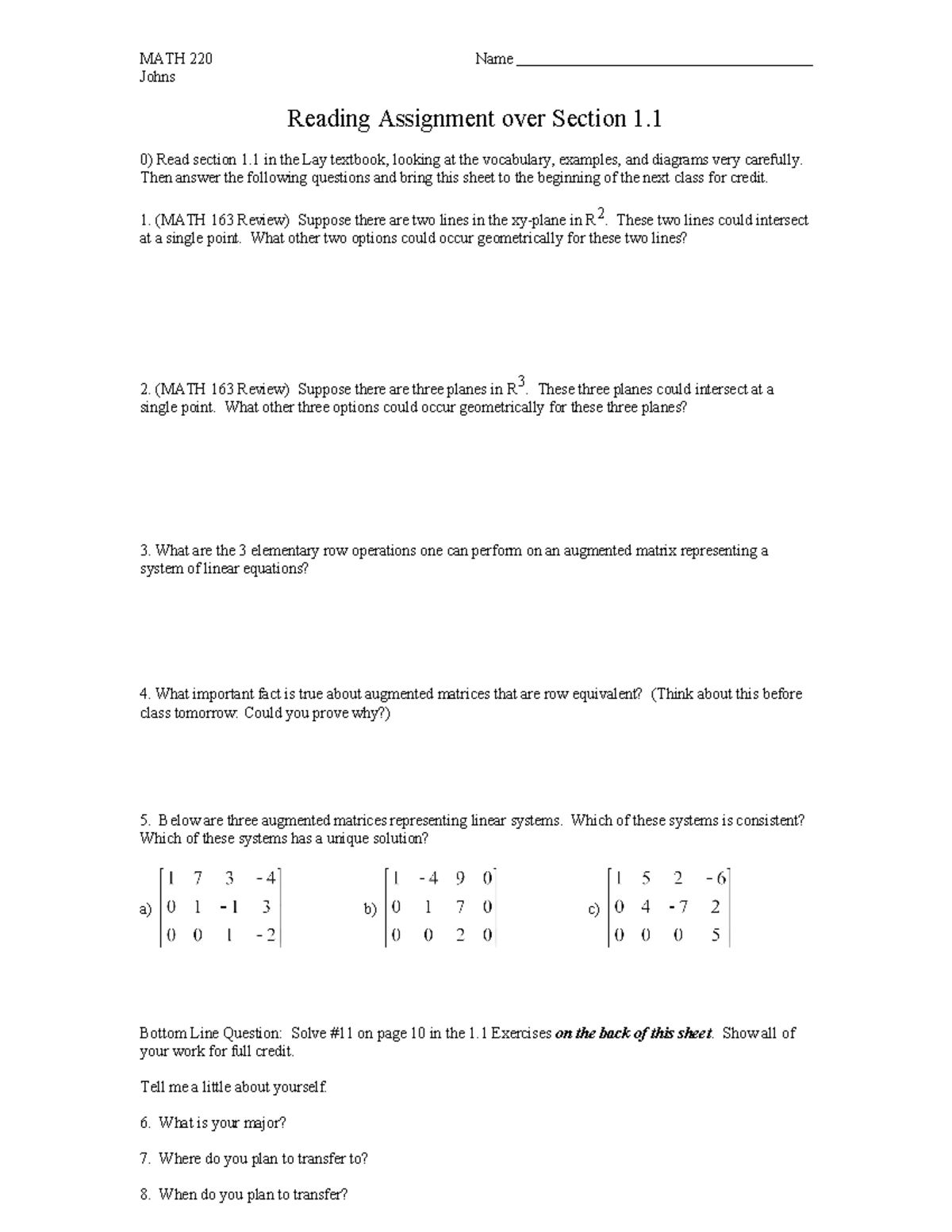 Reading 1-1 - MATH 220 Name Johns Reading Assignment over Section 1 ...