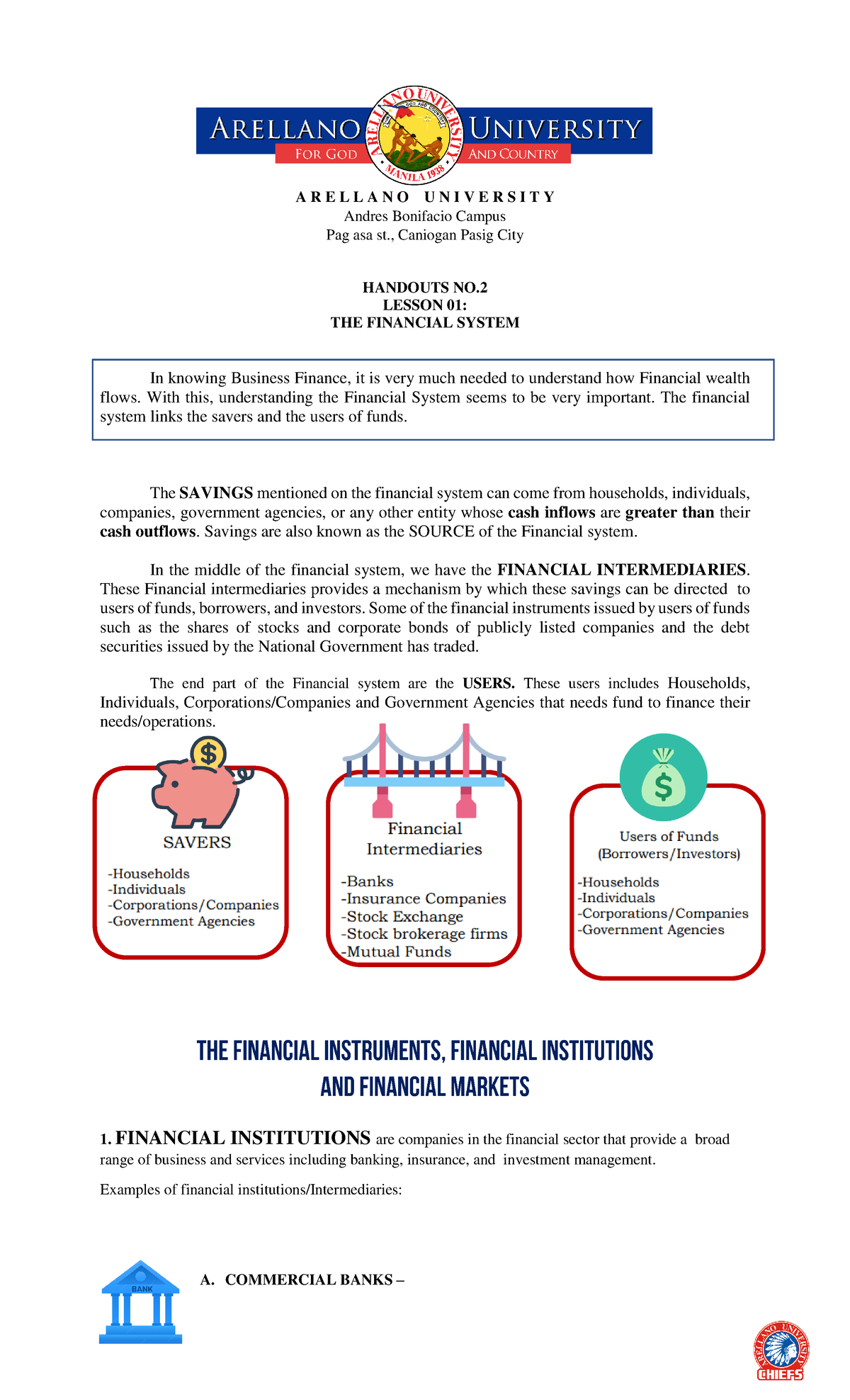Business Finance HAND OUTS 02 - A R E L L A N O U N I V E R S I T Y ...