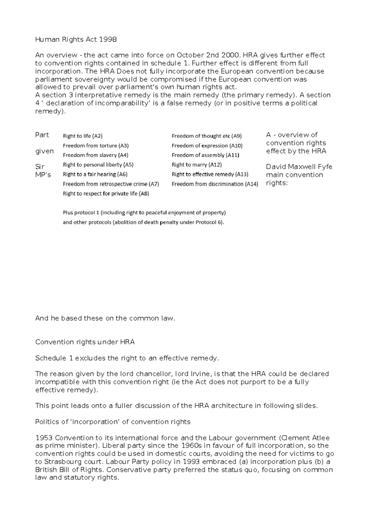 Human rights act 1998 - Human Rights Act 1998 An overview - the act ...