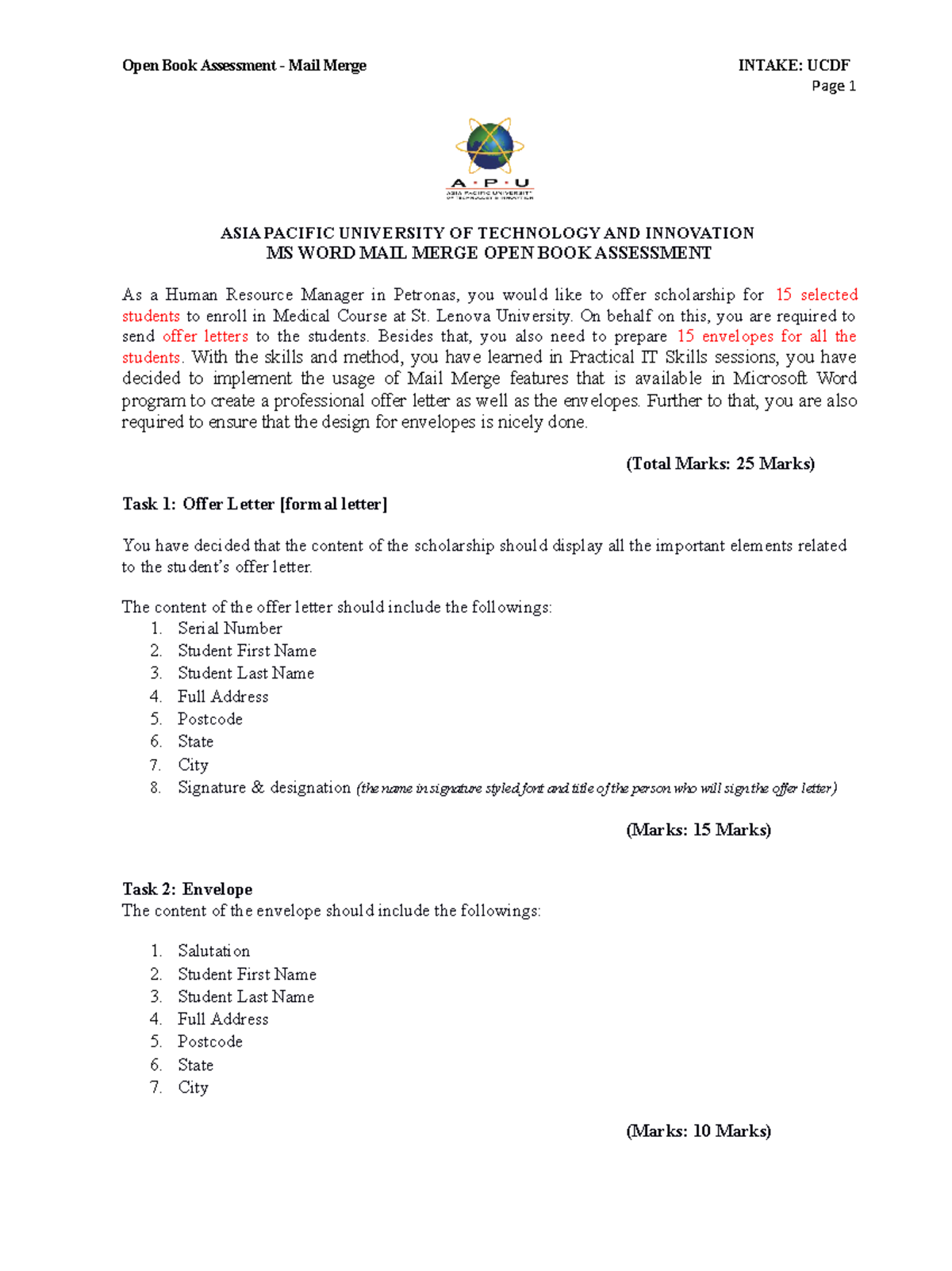 4 MAIL Merge LAB TEST-NEW - Open Book Assessment - Mail Merge INTAKE ...