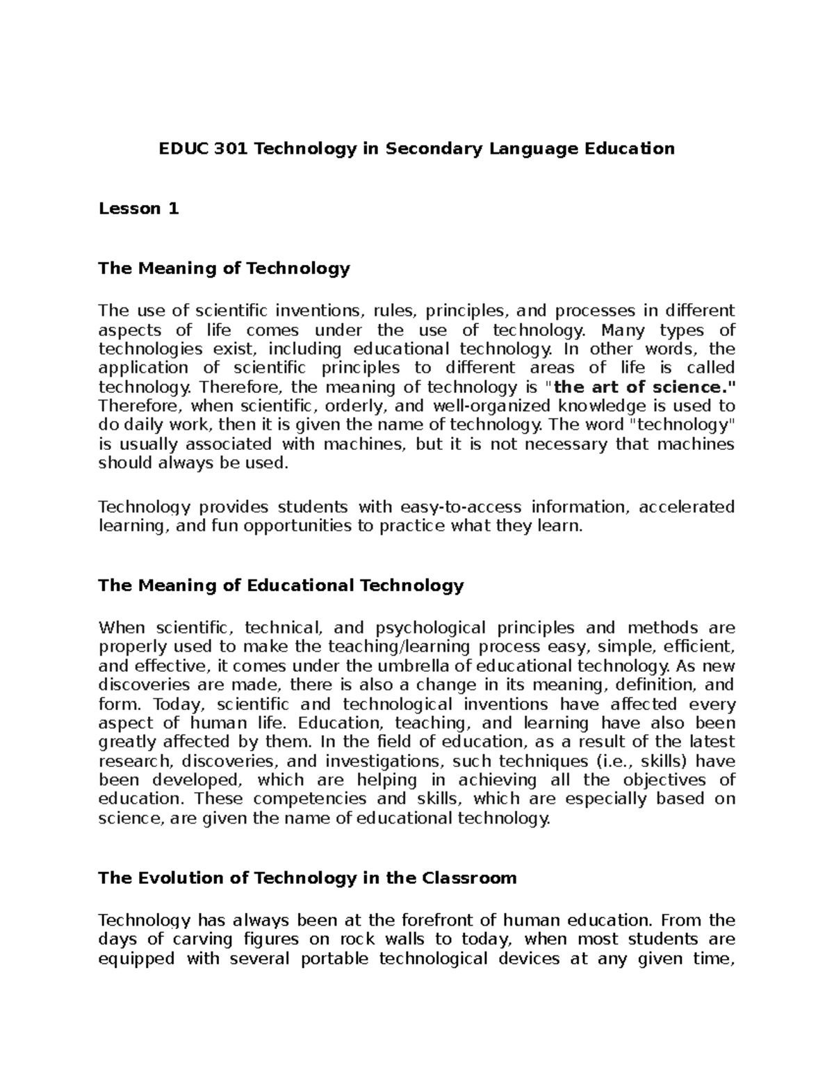 Lesson 3 Eng 302 - EDUC 301 Technology in Secondary Language Education ...