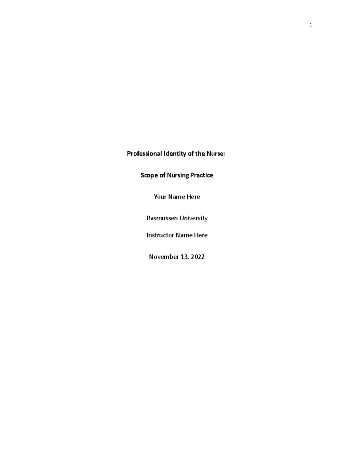 Course Project Intro to nursing module 02 - Professional Identity of ...
