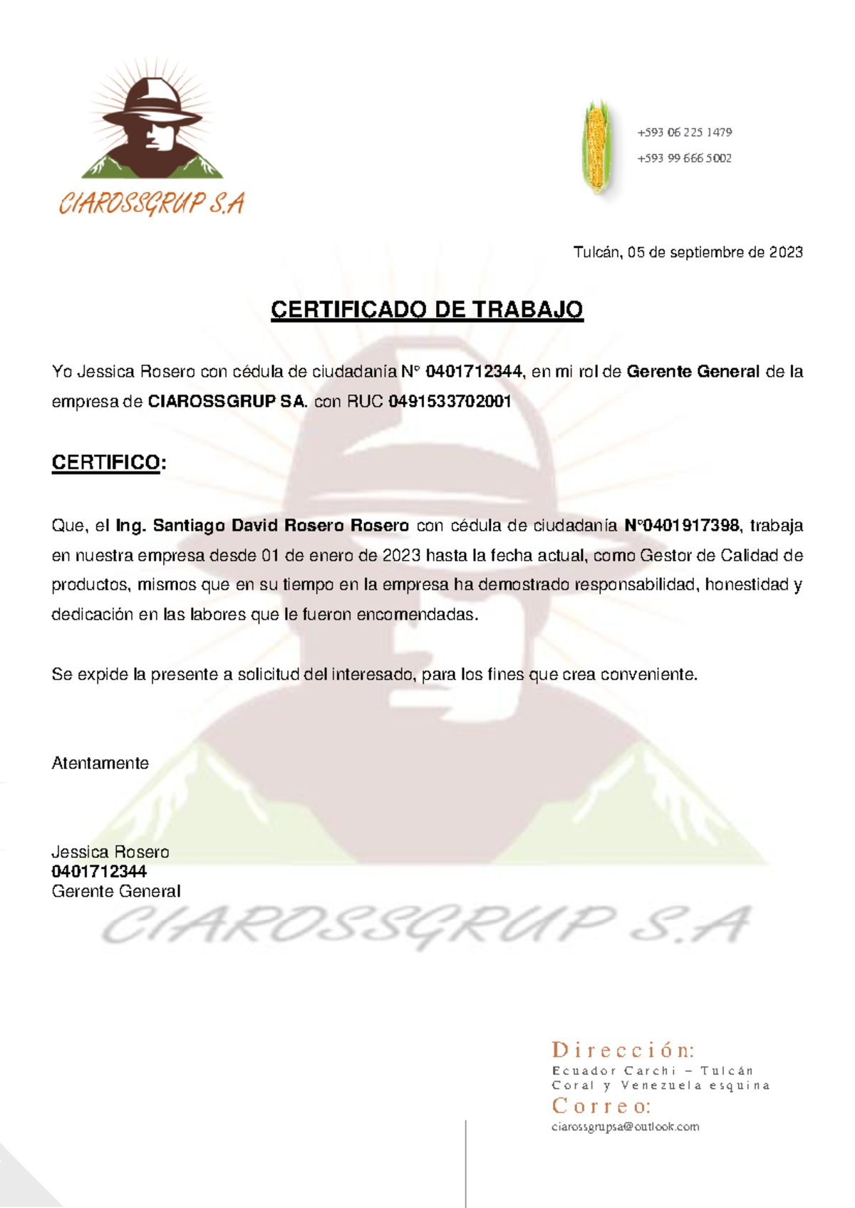 Certificado Ciarossgrup David Rosero-signed-signed - Tulcán, 0 5 de ...