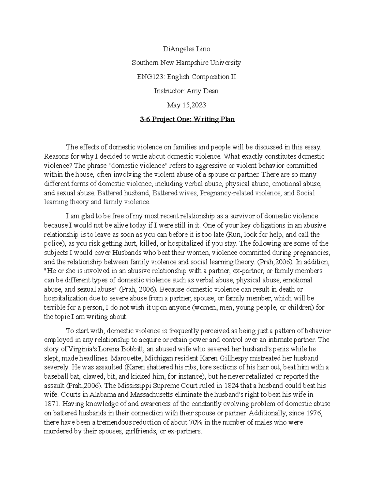 3-6 Project One Writing Plan - ENG123 - SNHU - Studocu