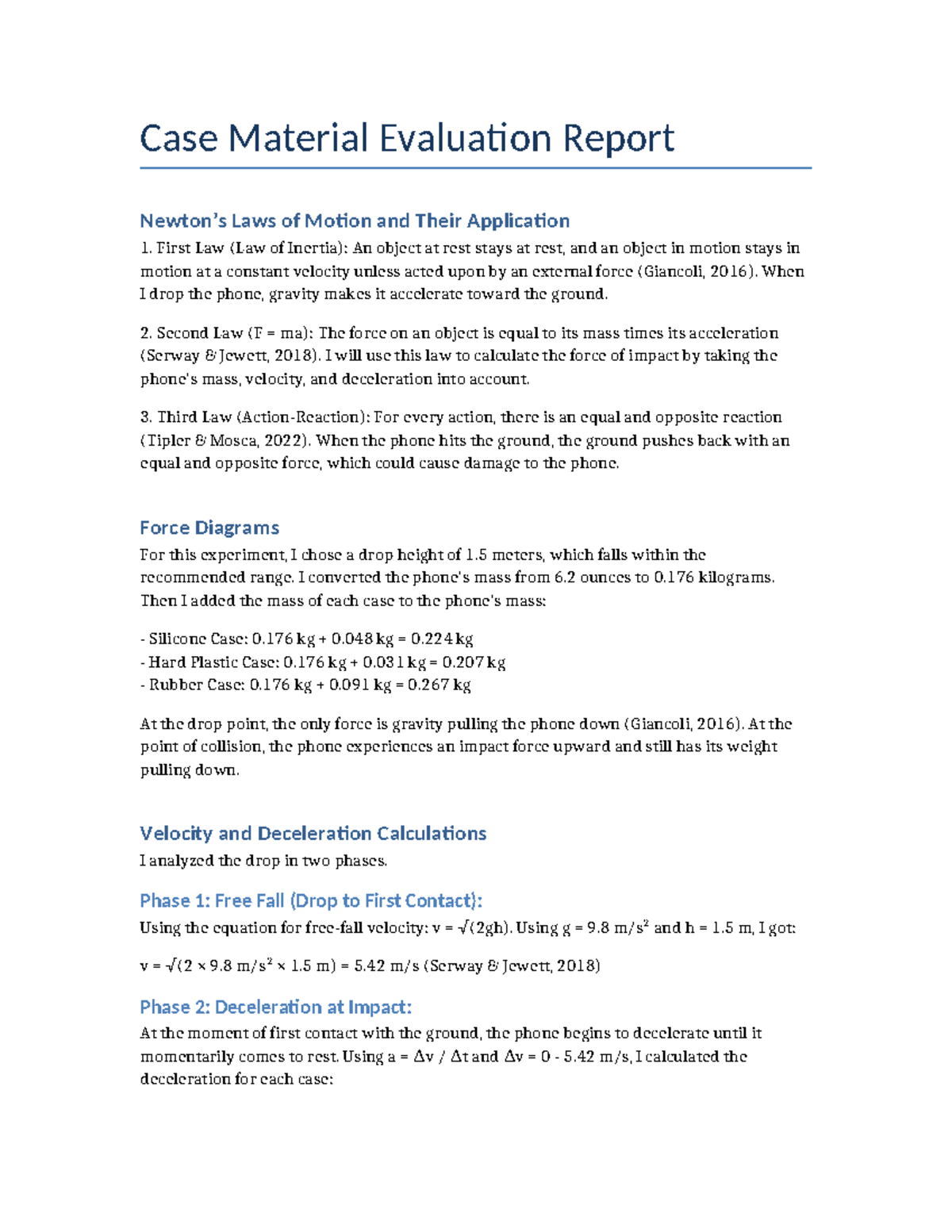 Final Case Material Evaluation Report - Case Material Evaluation Report ...