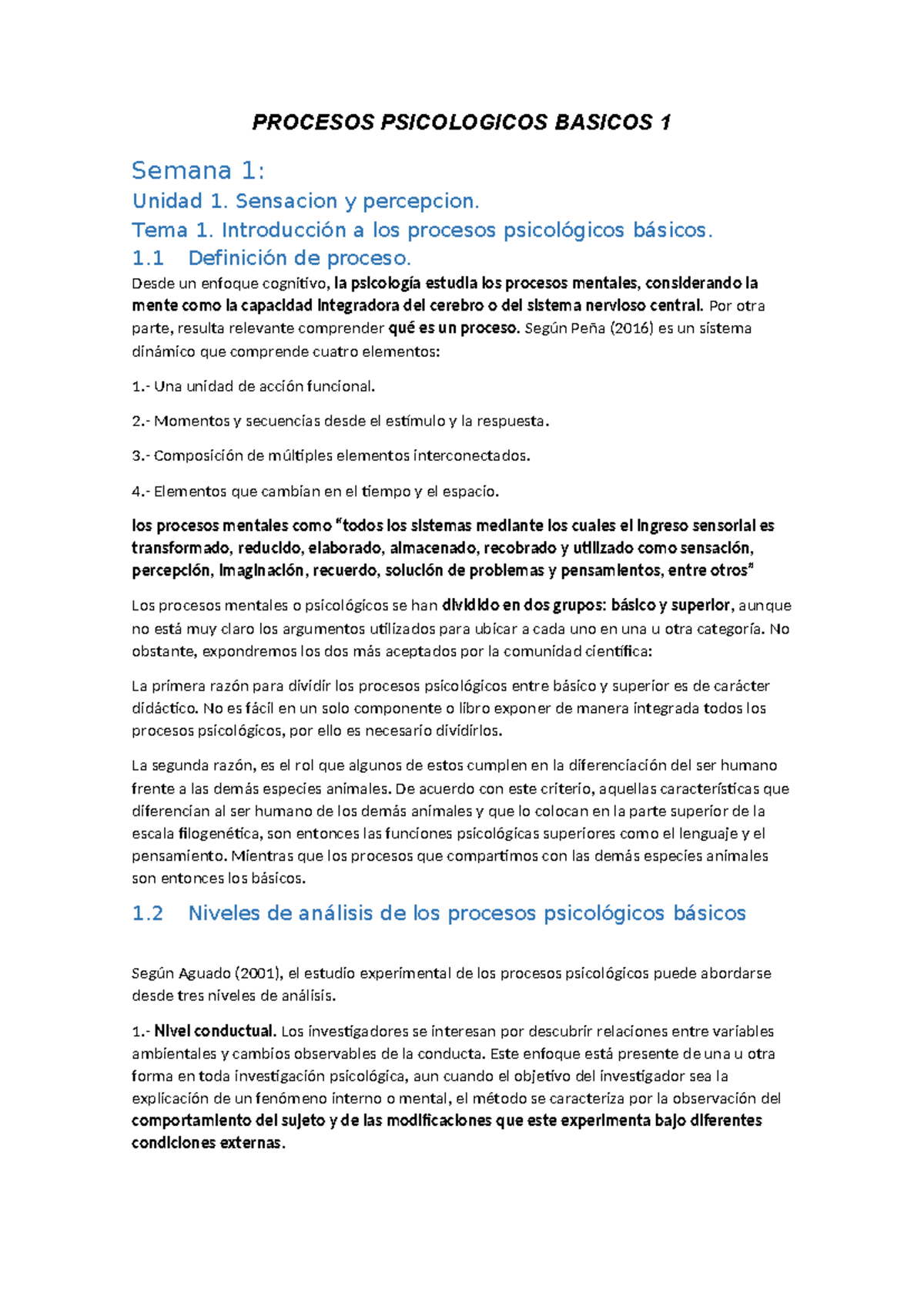 Procesos Psicologicos Basicos 1 - PROCESOS PSICOLOGICOS BASICOS 1 ...