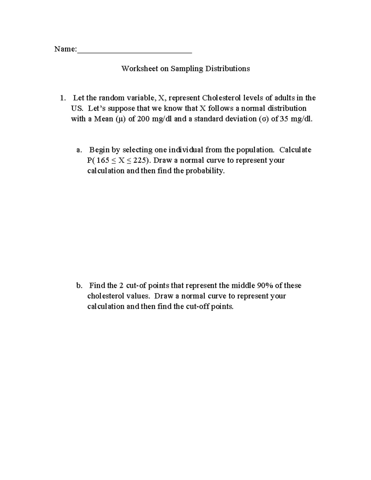 6 Sampling Distributions - Name:___________________________ Worksheet ...