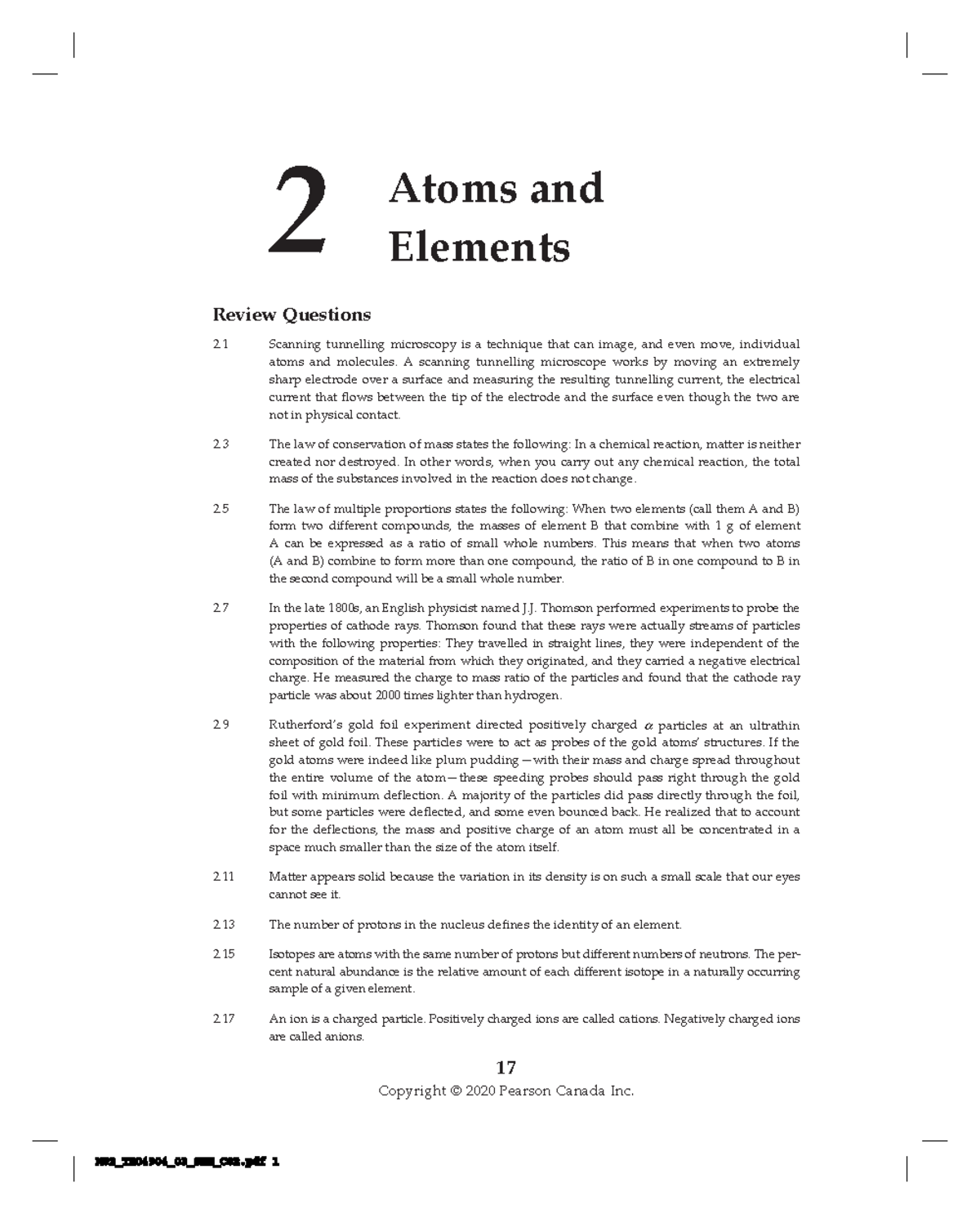 Chemistry Chapter 2 back exercise solutions - 17 Copyright © 2020 ...