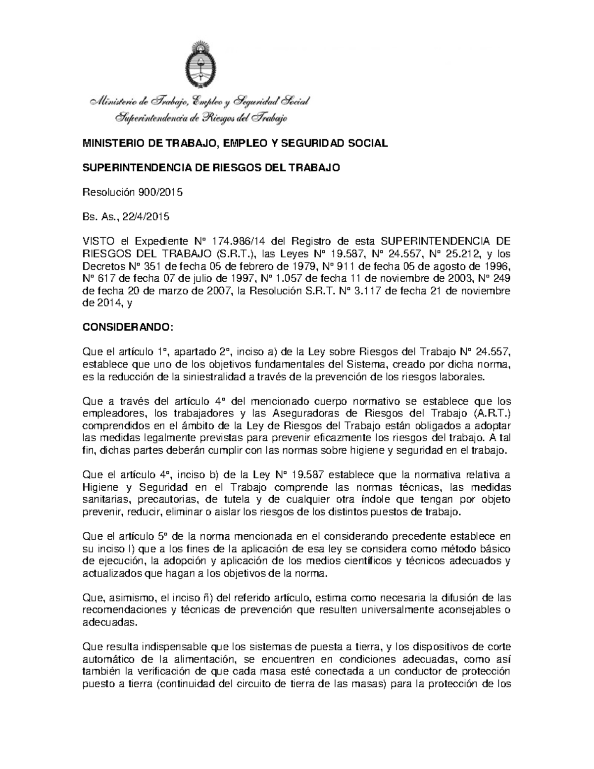 RES. 900-15- Medicion DE Puesta A Tierra - MINISTERIO DE TRABAJO ...