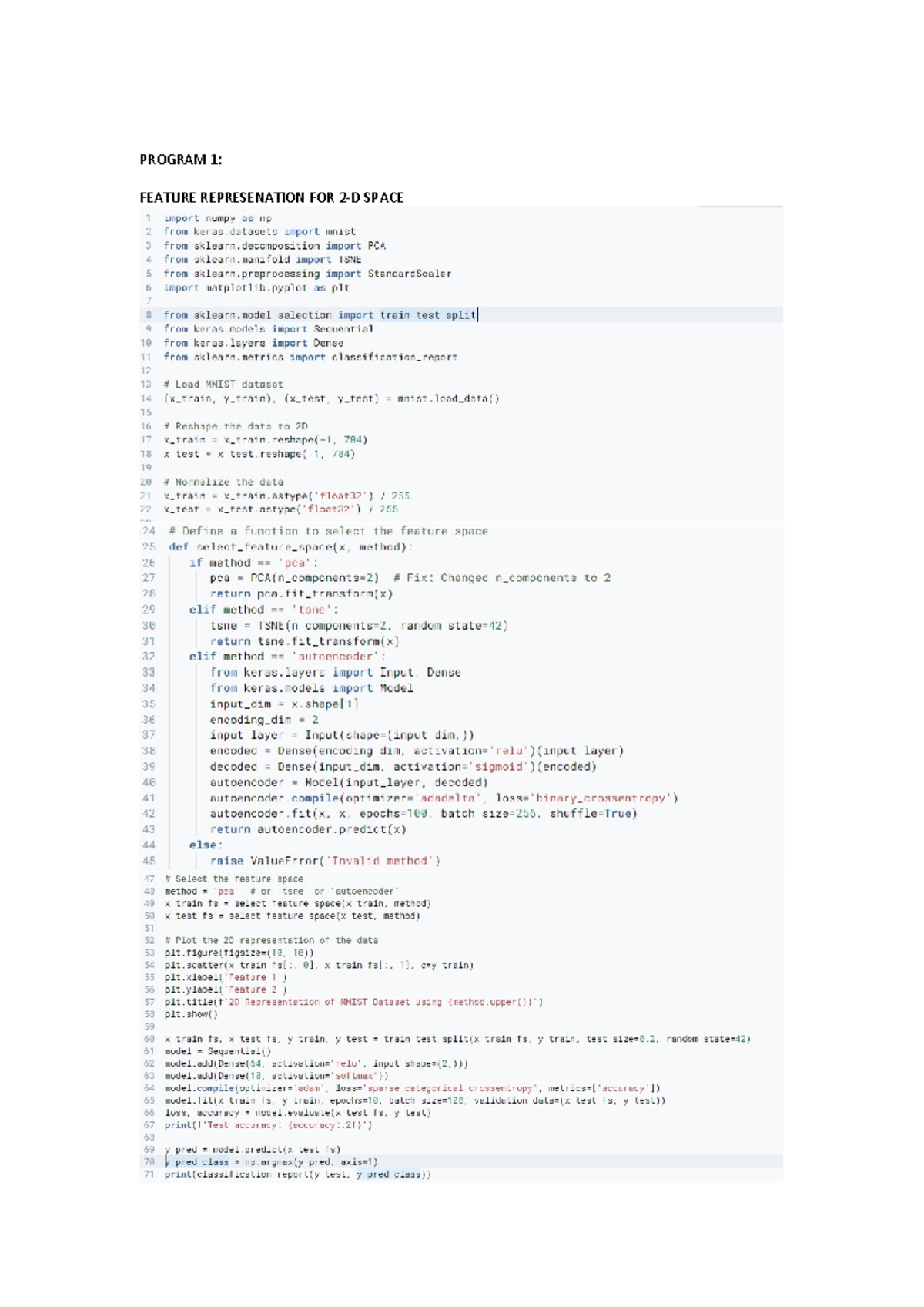PRT LAB Exercise Program WITH Output 1 TO 7-1 - PROGRAM 1: FEATURE ...