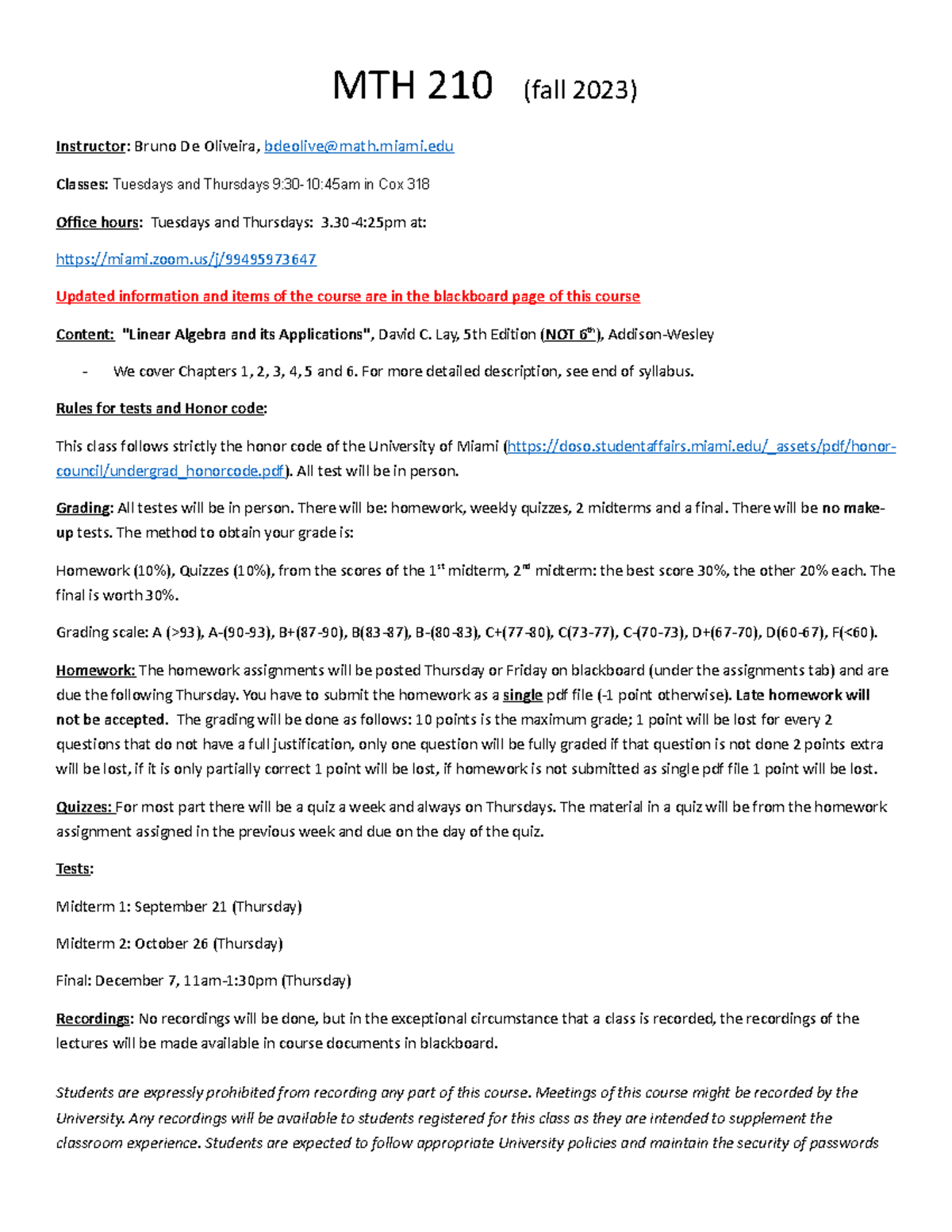Syllabus for Math 210 O(F23) - MTH 210 (fall 2023) Instructor: Bruno De ...