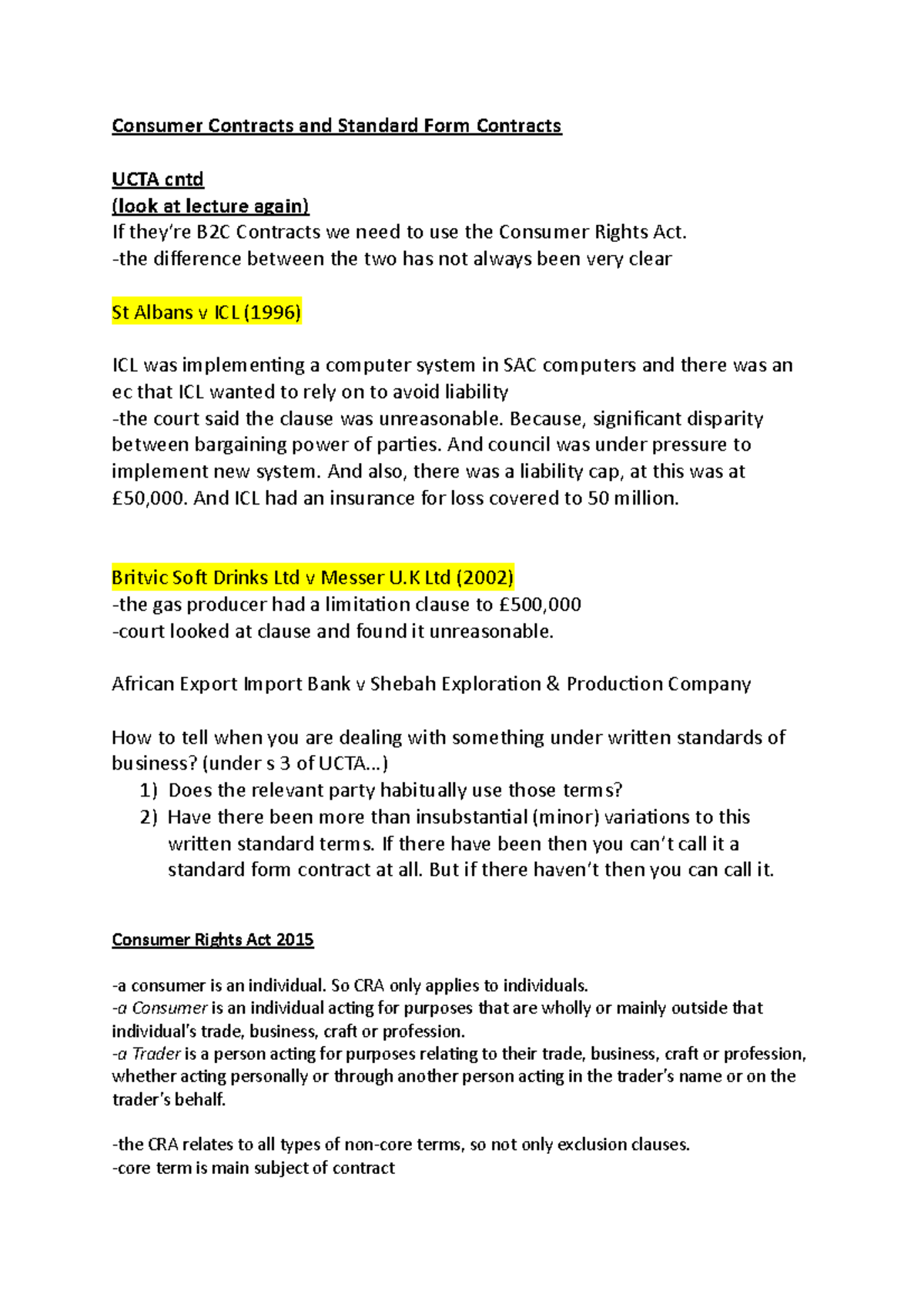 Consumer Contracts and Standard Form Contracts (Autosaved) - Consumer ...