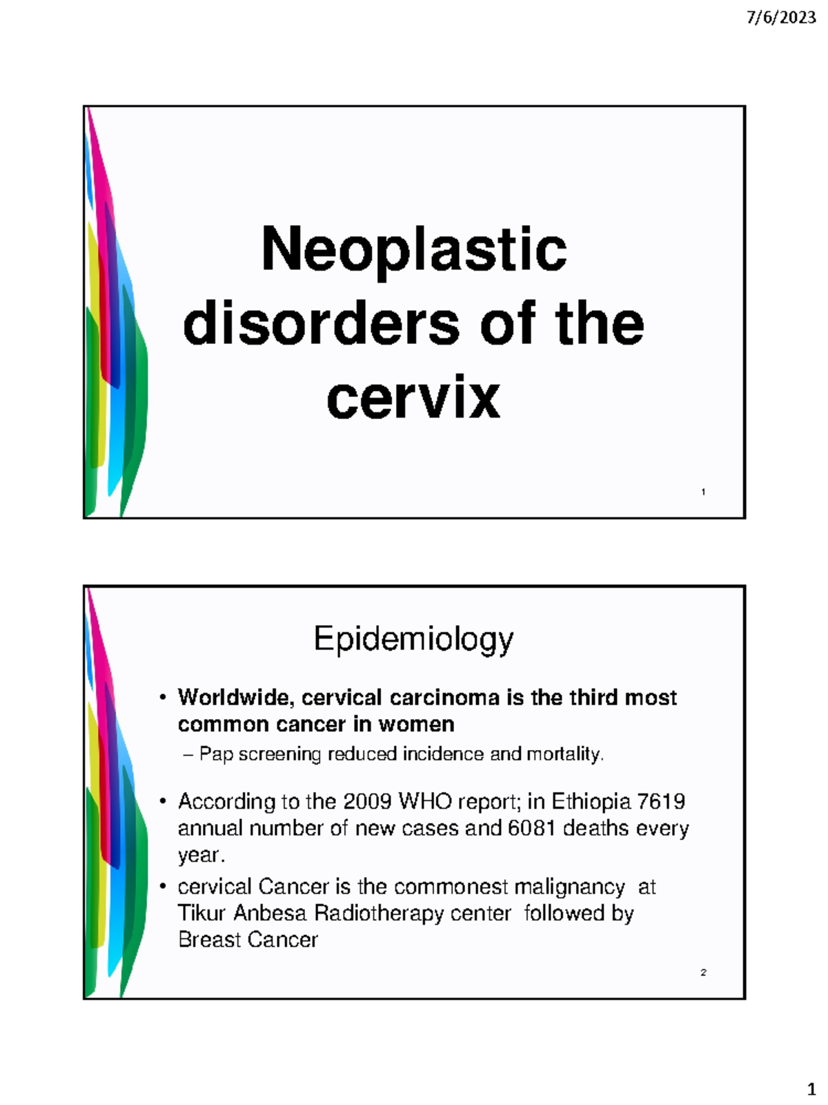 8.1 cervix & utres - helpful - Neoplastic disorders of the cervix 1 ...