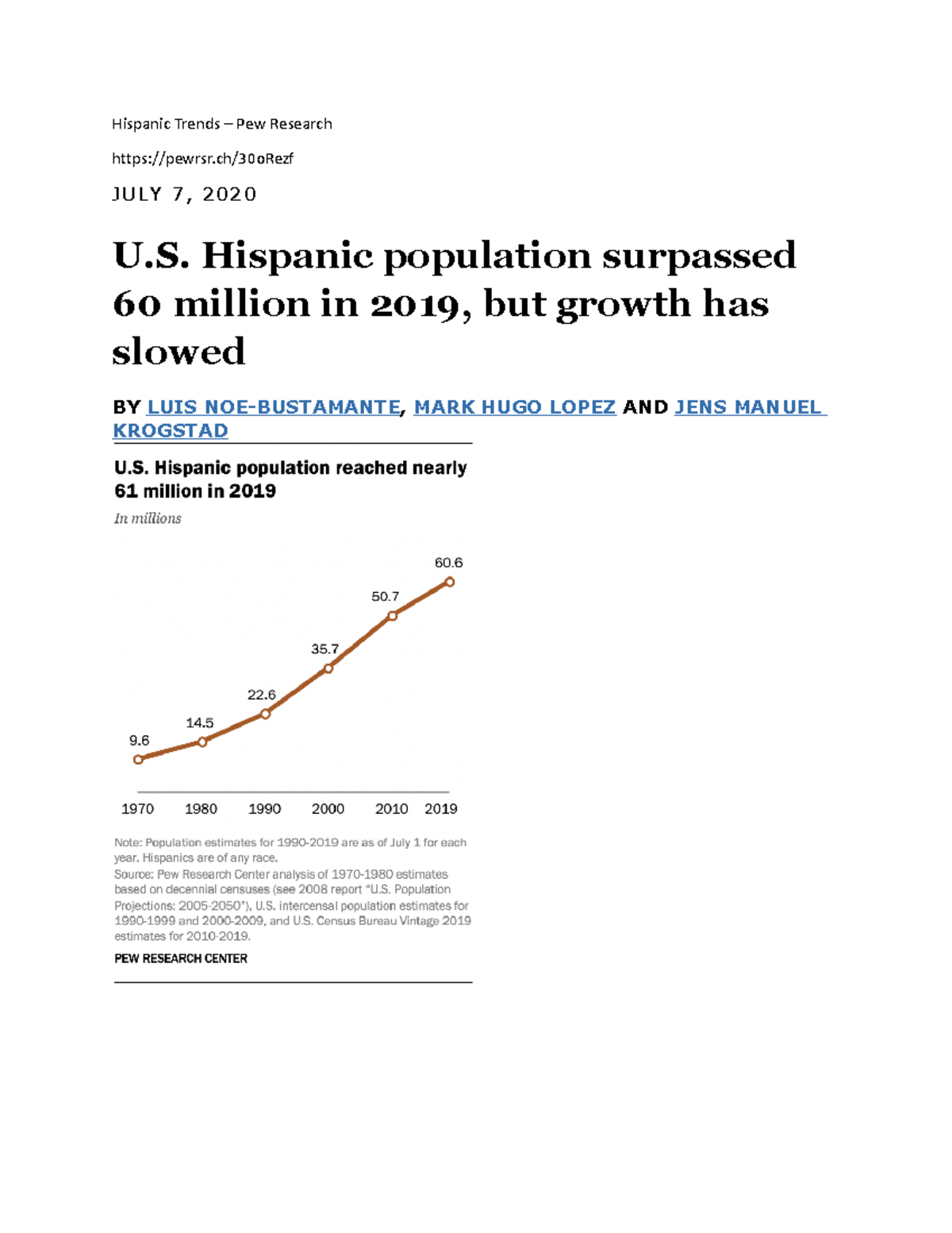 US Hispanic Population Surpasses 60M - Hispanic Trends – Pew Research ...