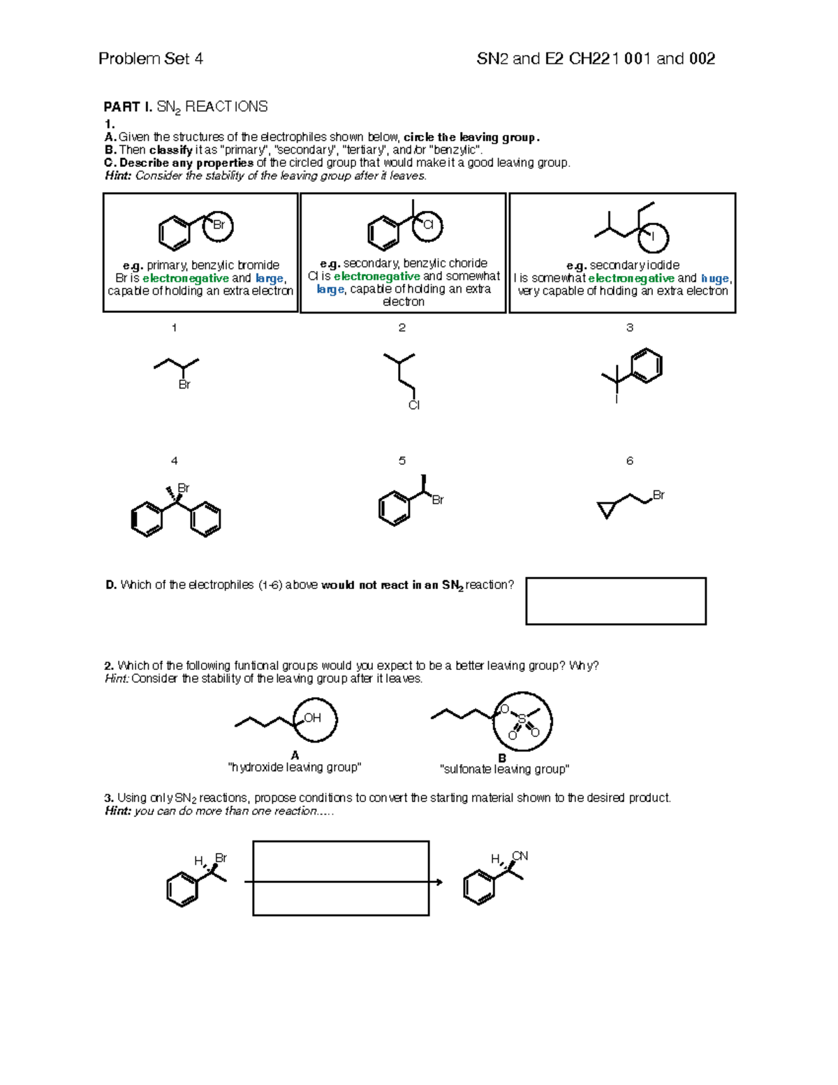 Problem Set 4 - This is the REAL coursework. - Problem Set 4 SN 2 and ...