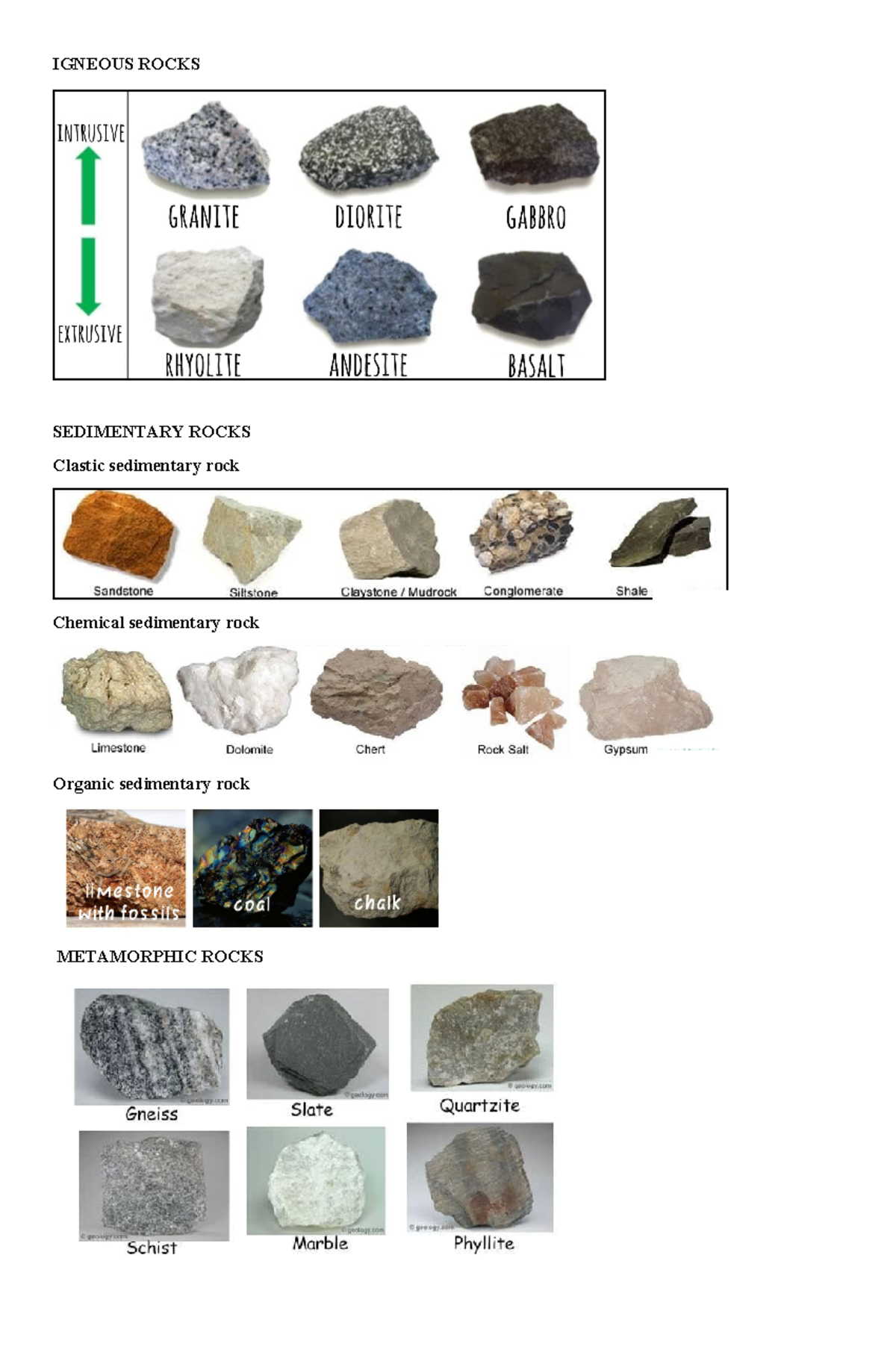 Rocks - Summary Science Technology and Society - IGNEOUS ROCKS ...