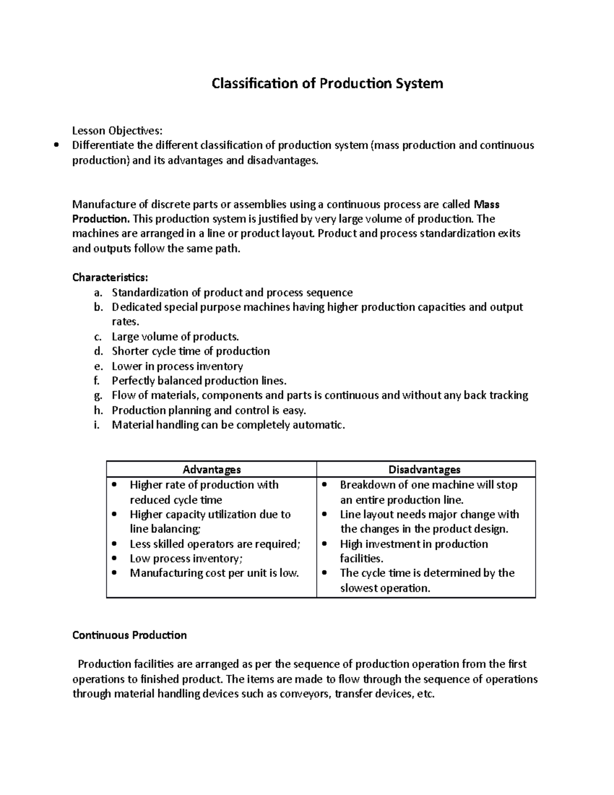Classification of Production System - Manufacture of discrete parts or ...