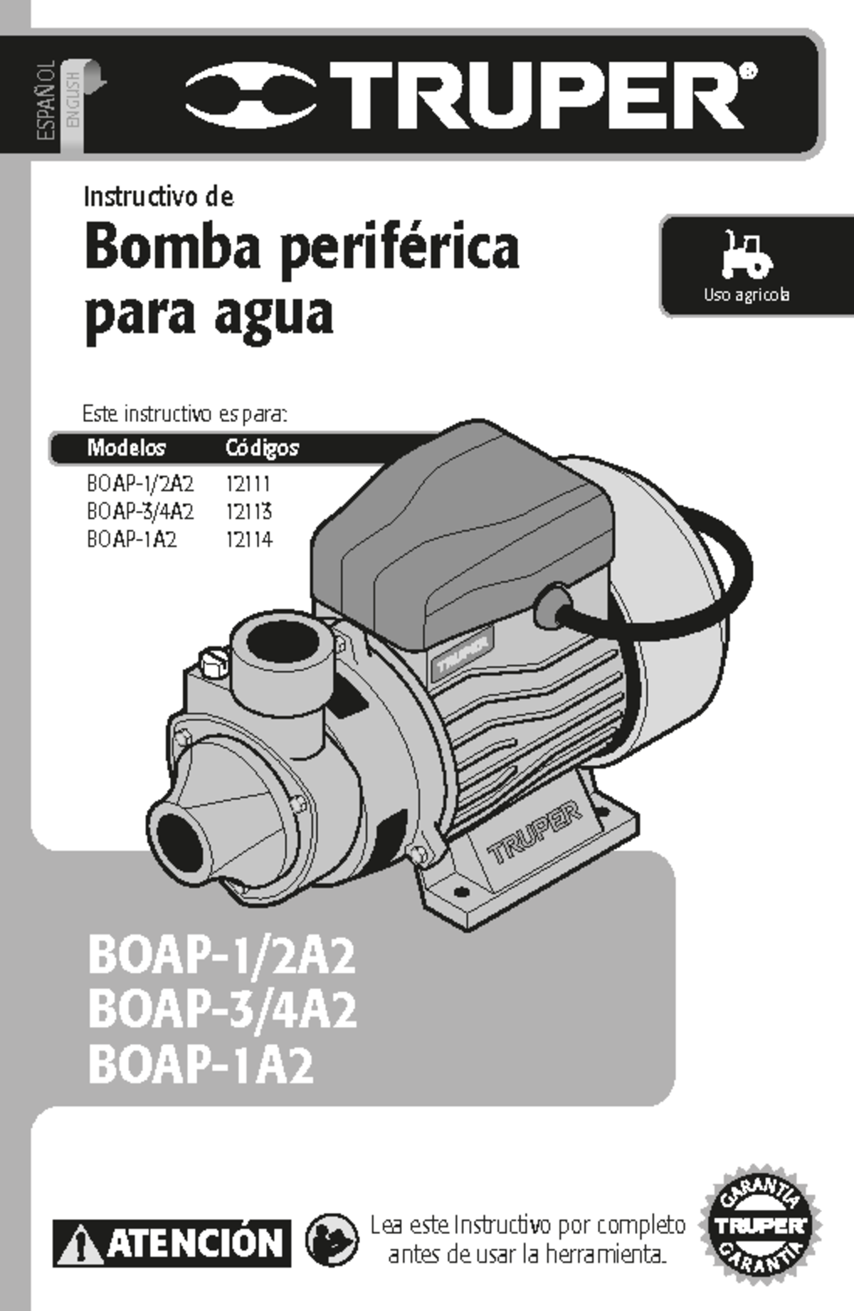 Ficha Tecnica Bomba Periferica - Truper - Instructivo de Bomba periférica para agua Modelos ...