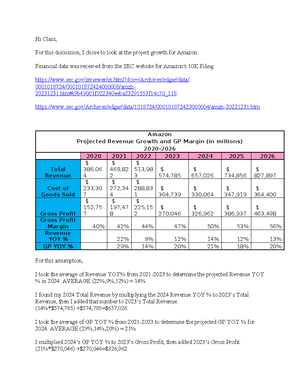 Final Project - ACC-345 - Milestone One: Amazon Chelsea Williams ...