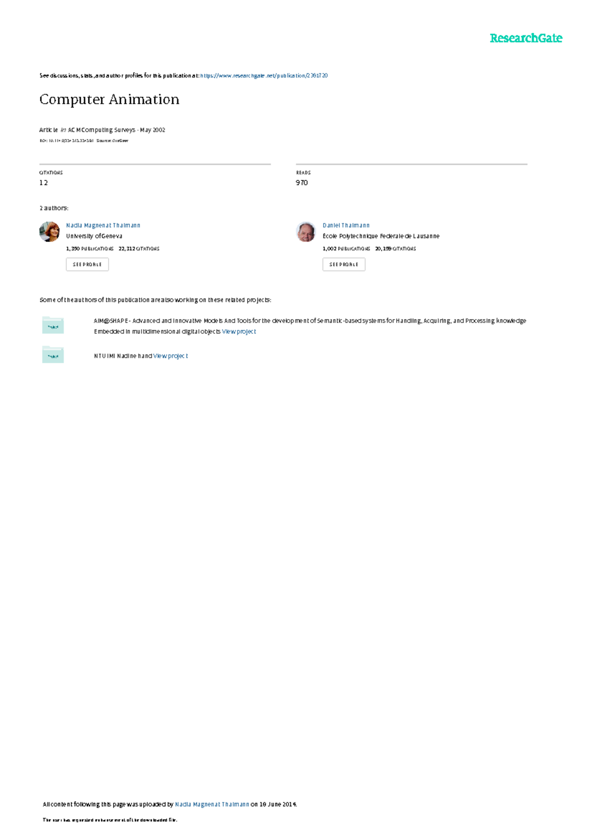 Computer Animation - See discussions, stats, and author profiles for ...