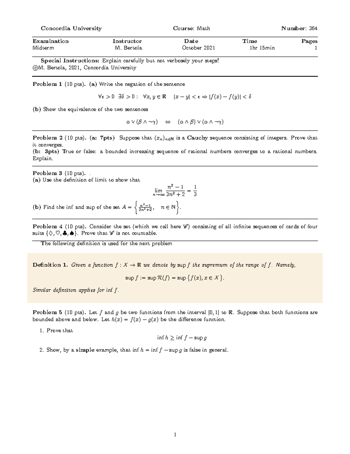 MATH364midterm 2021 - practice midterm - Concordia University Course ...