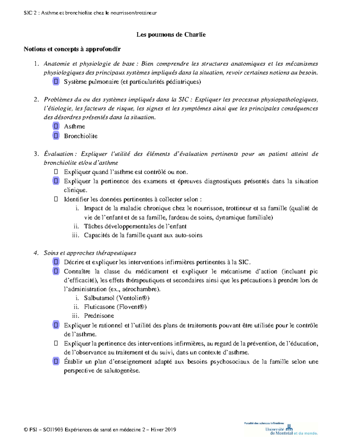 SOI1903 SIC 2 Guide étudiant H19 - SIC 2 : Asthme et bronchiolite chez ...