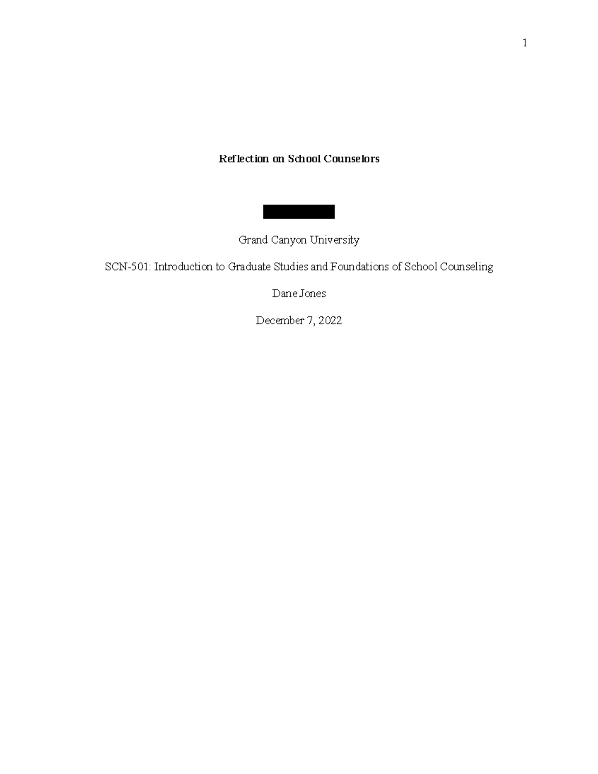 Reflection on School Counselors Essay GCU - Reflection on School ...