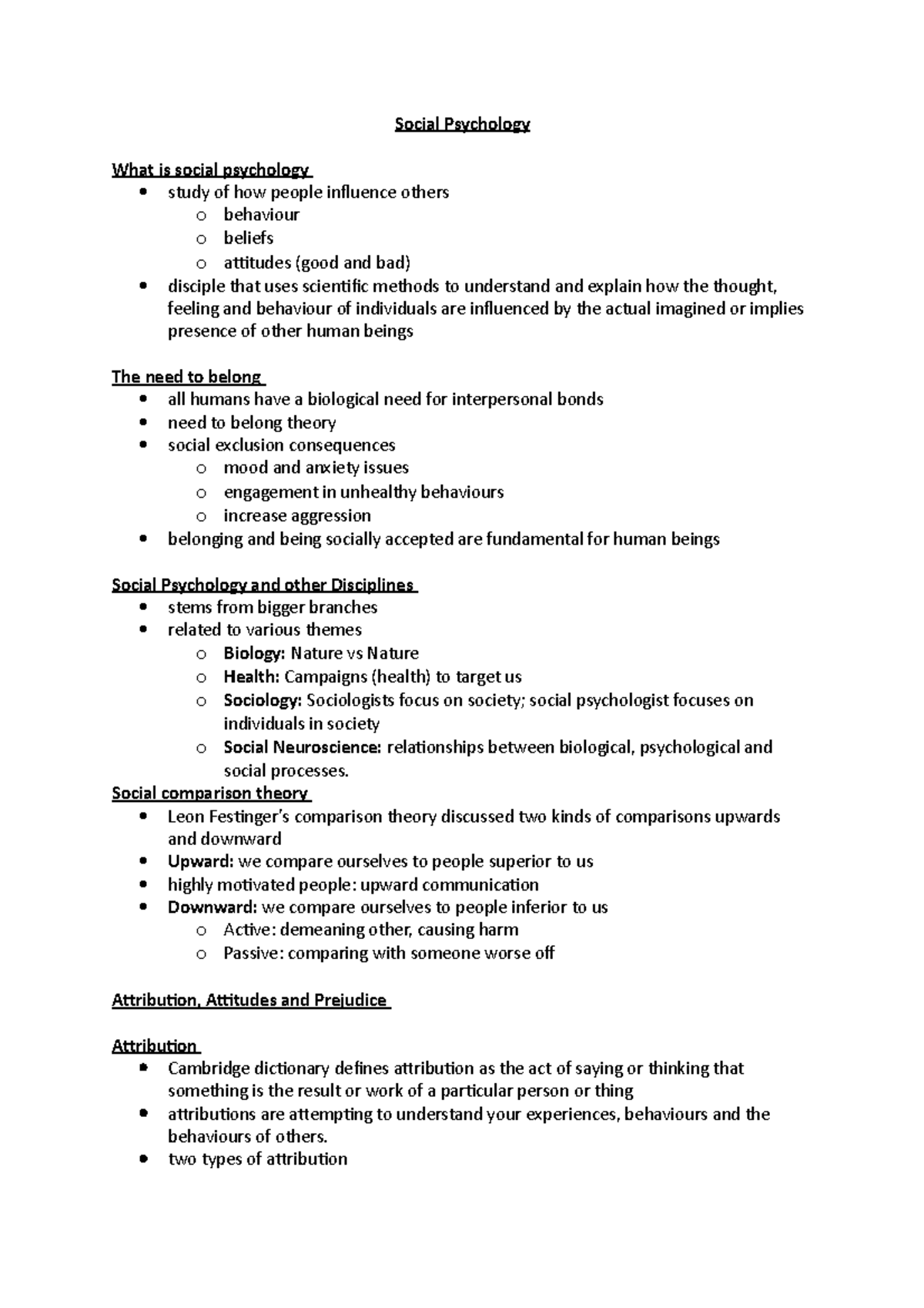 PSY1022 - Social Psychology What is social psychology study of how ...