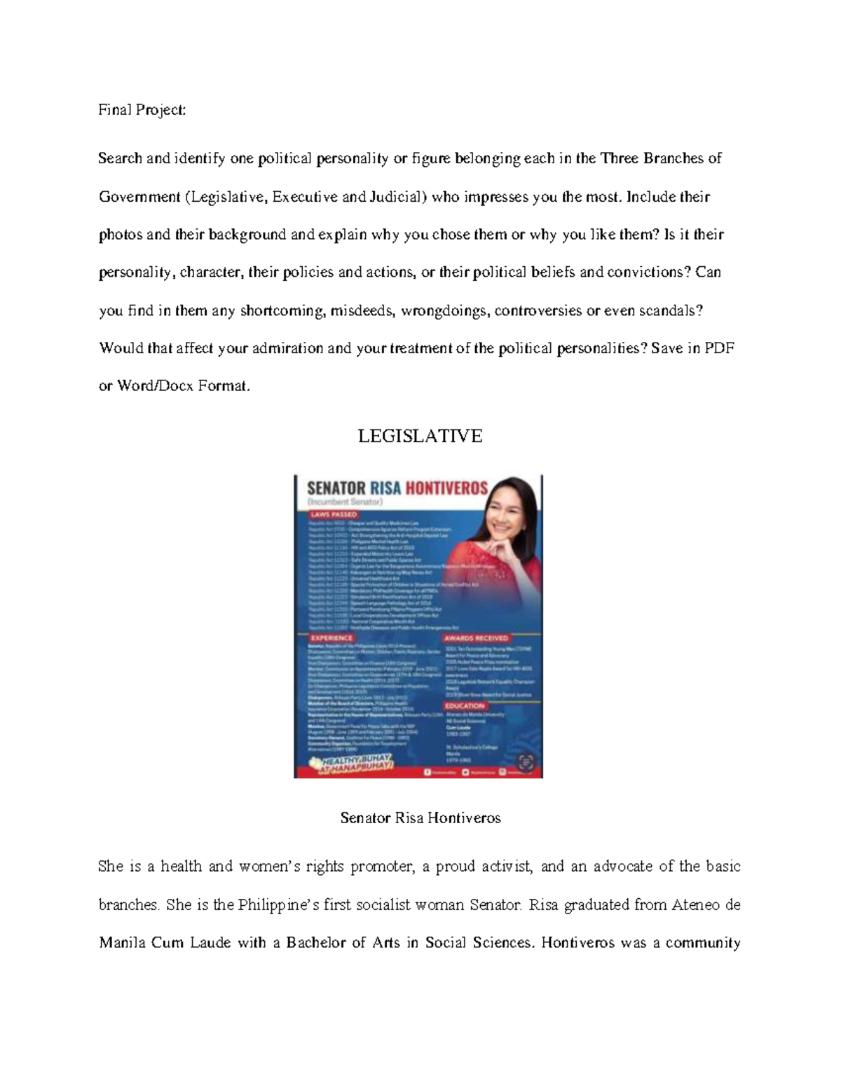 Poligov Final Project - Identify one political personality or figure ...
