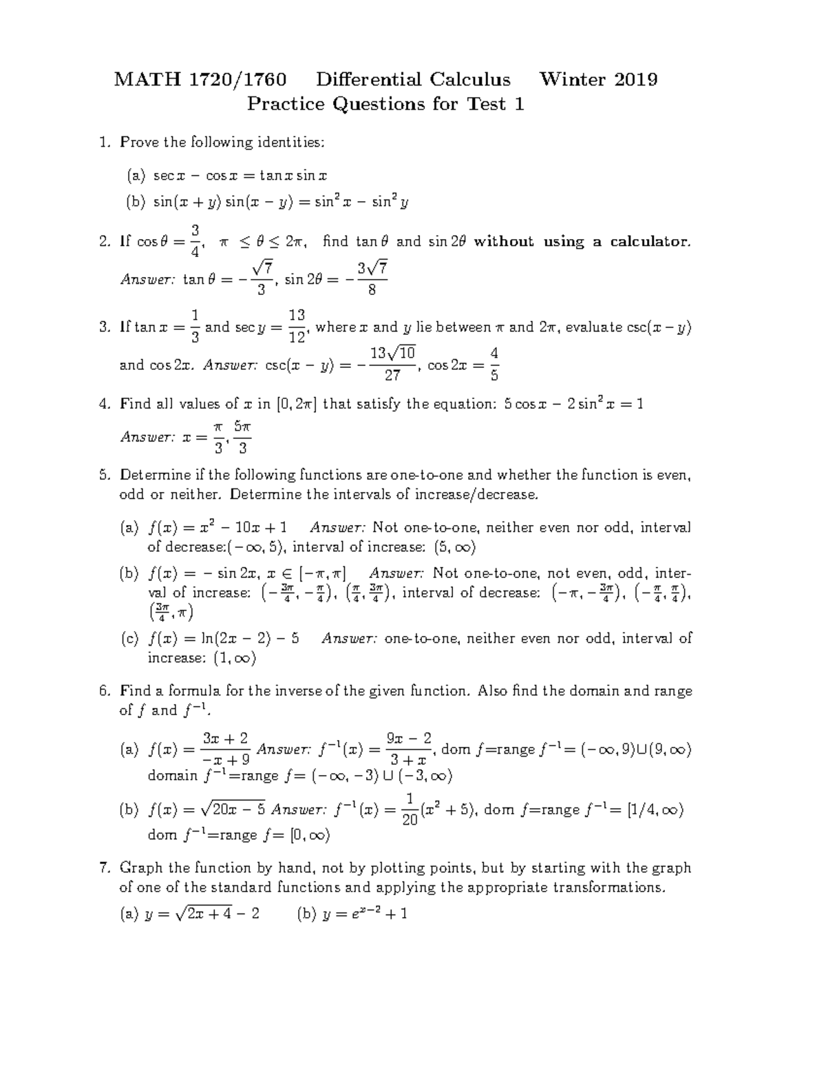 Sample/practice exam 20 March 2019, questions - MATH Differential ...