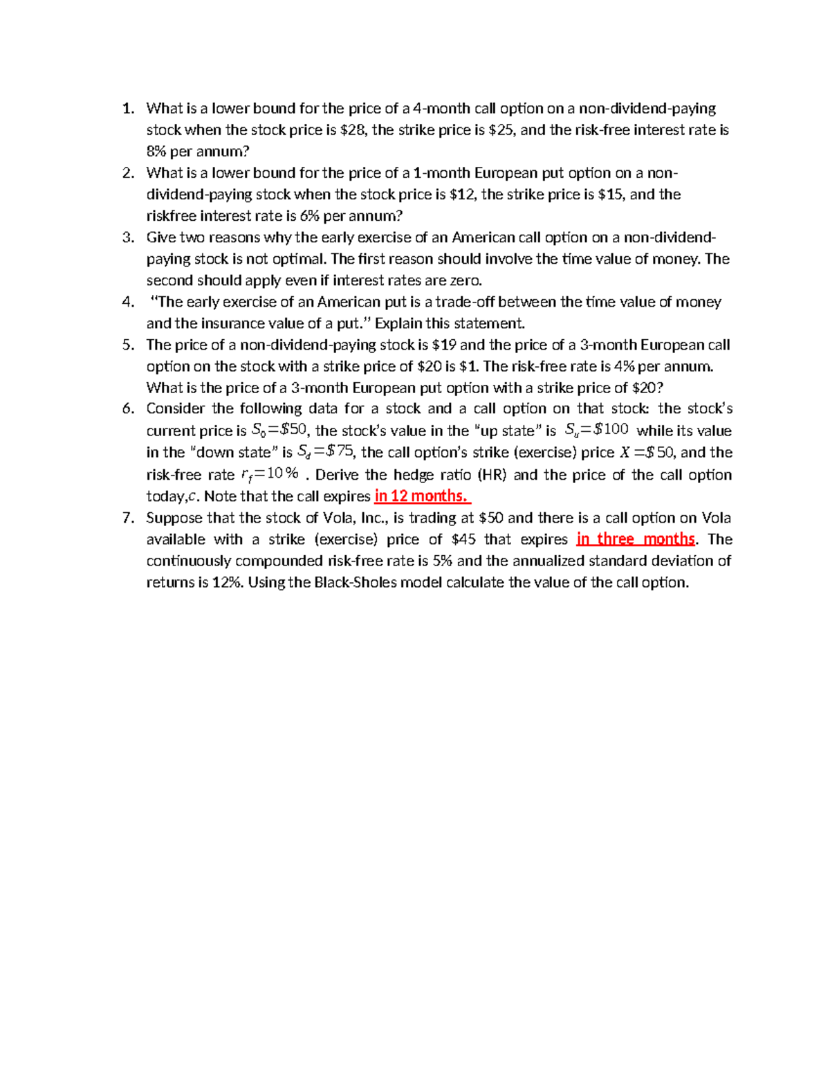 Prob set 4 - What is a lower bound for the price of a 4-month call ...