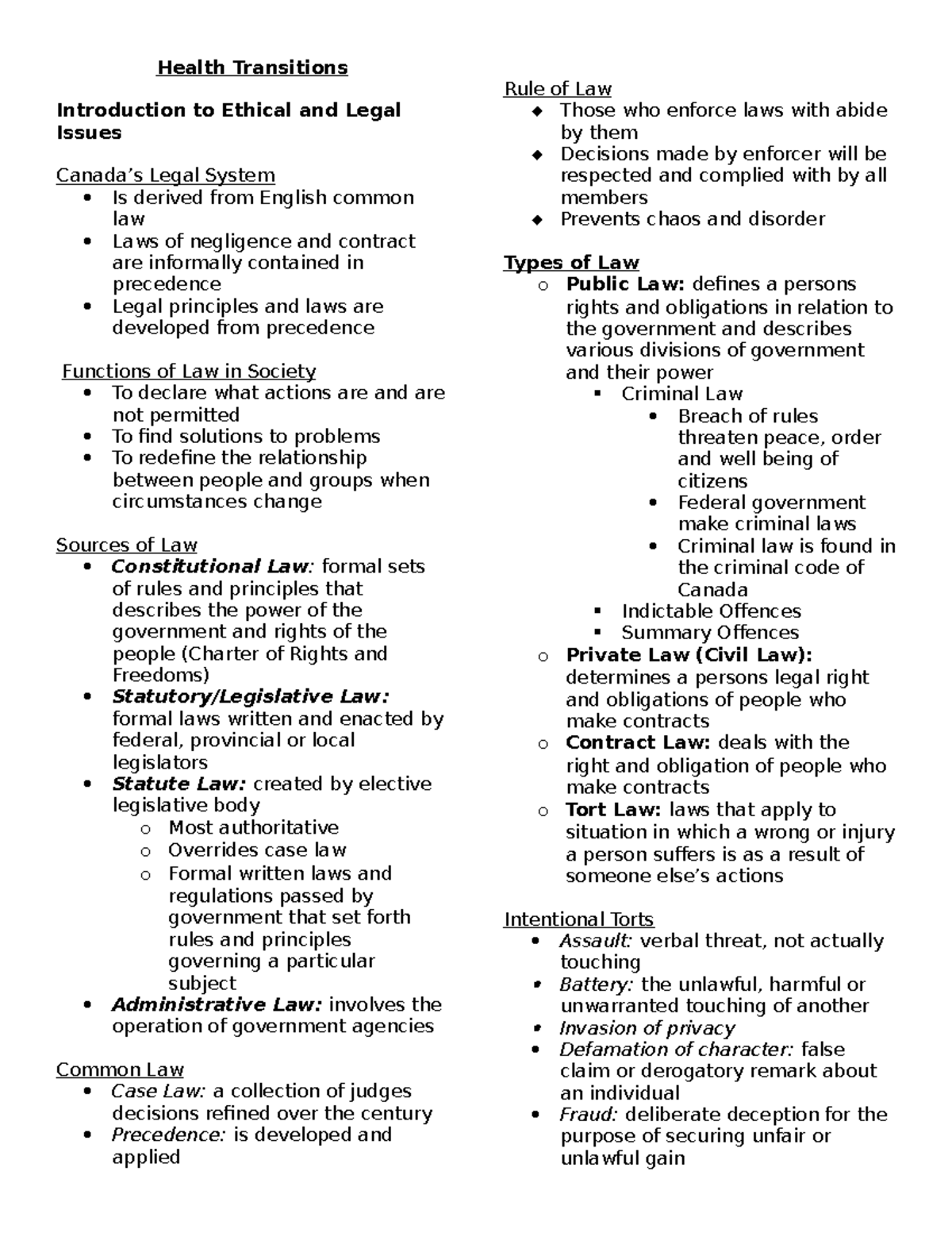 Ethical and Legal Issues - Health Transitions Introduction to Ethical ...