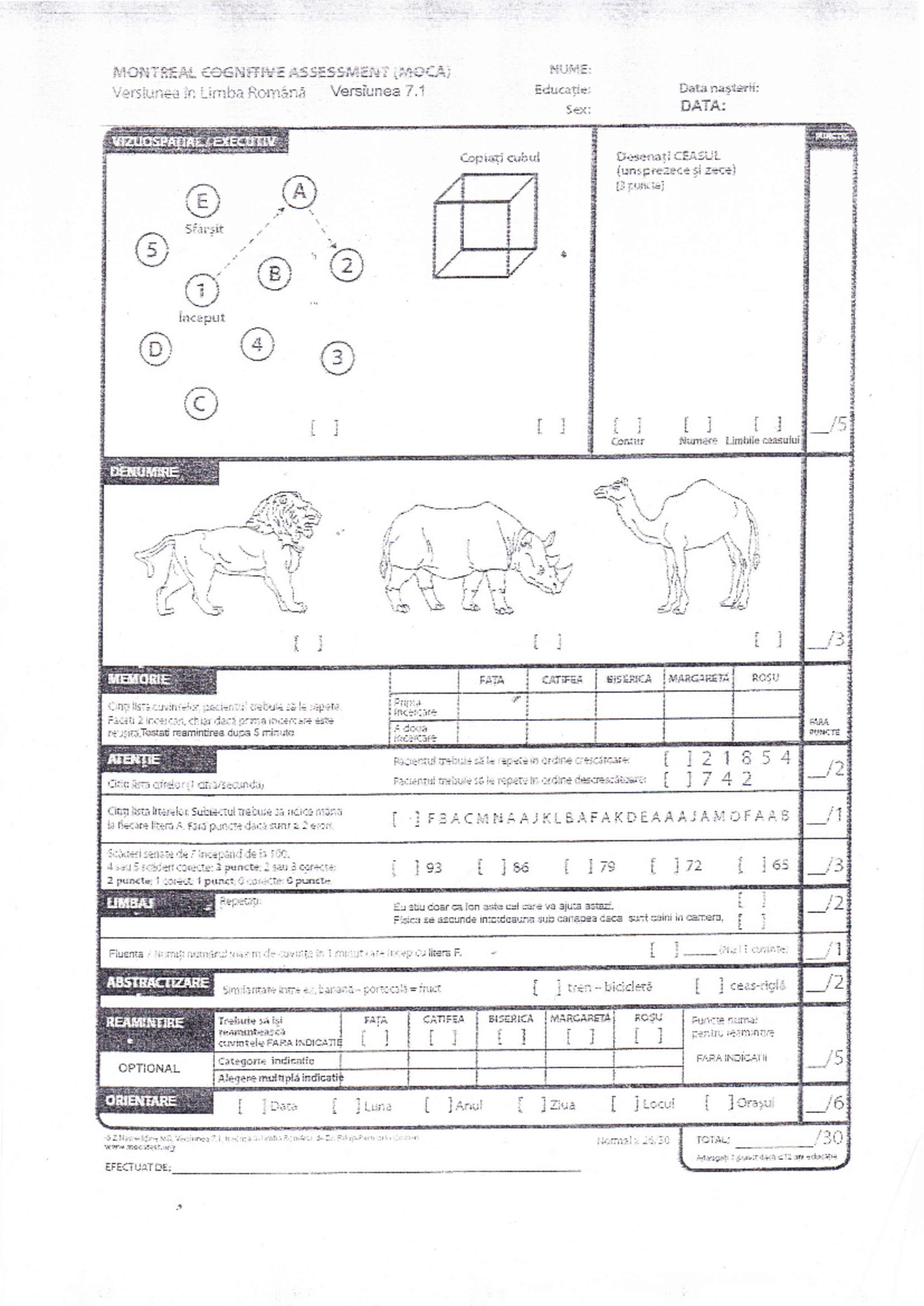Testul Moca, de deteriorare cognitiva - ;!i Cli ? $=Fi €C€ N lT iY ...