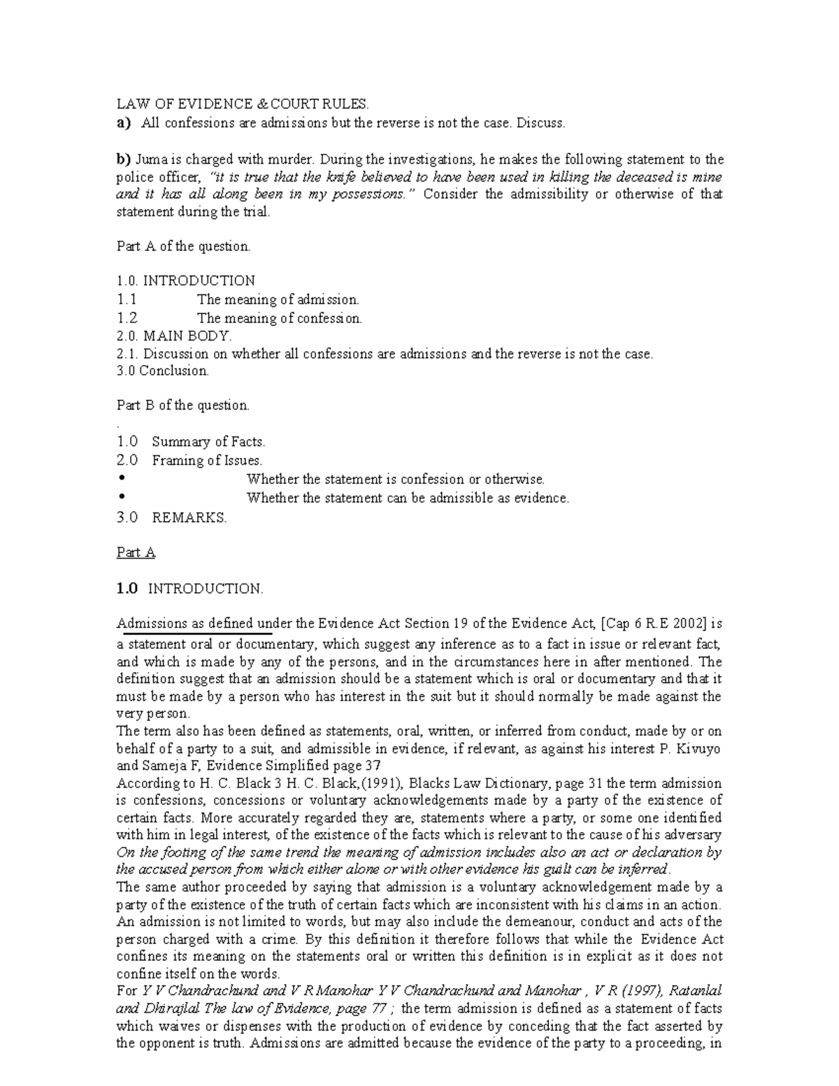 LAW OF Evidence & Court Sesseions - LAW OF EVIDENCE & COURT RULES. a ...