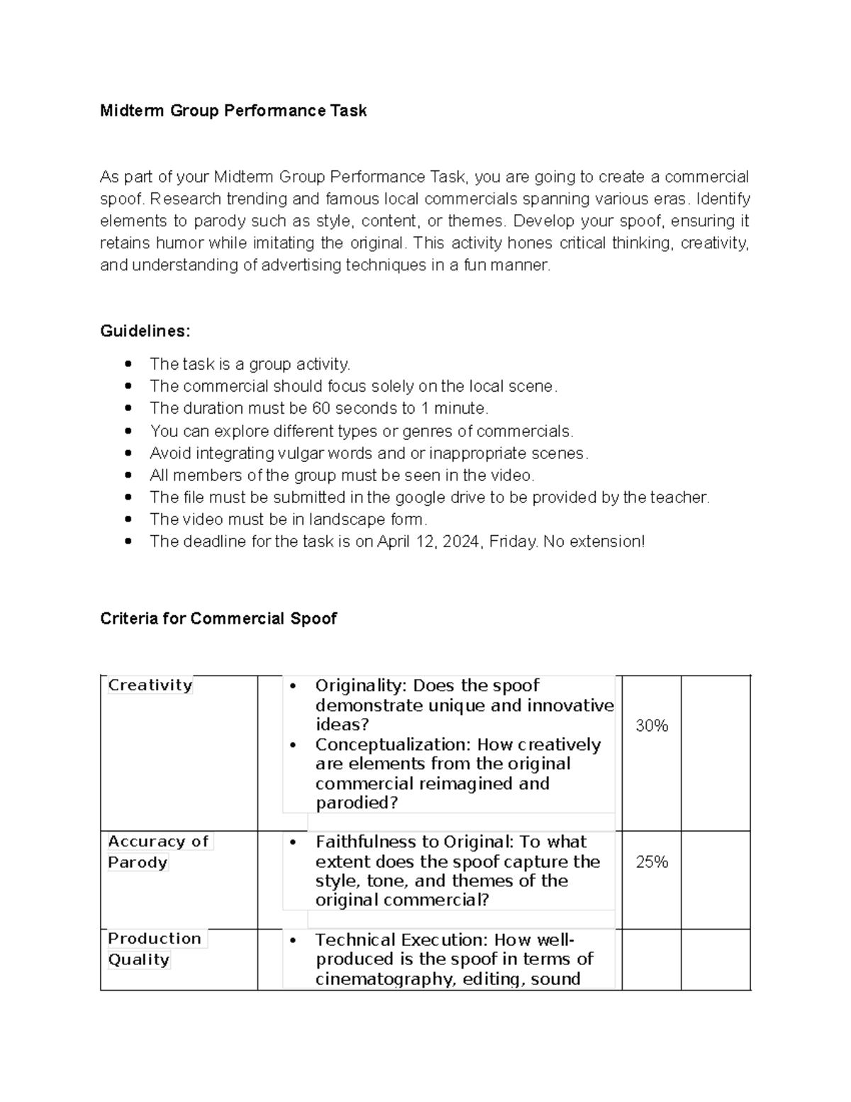 PPC-Midterm-Performance-Task 2 - Midterm Group Performance Task As part of your Midterm Group ...