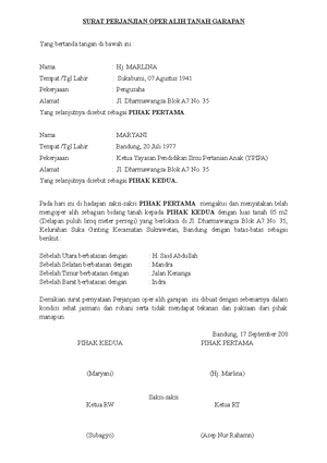 Contoh Surat Wasiat Warisan berupa Tanah - SURAT WASIAT Pada hari ini ...