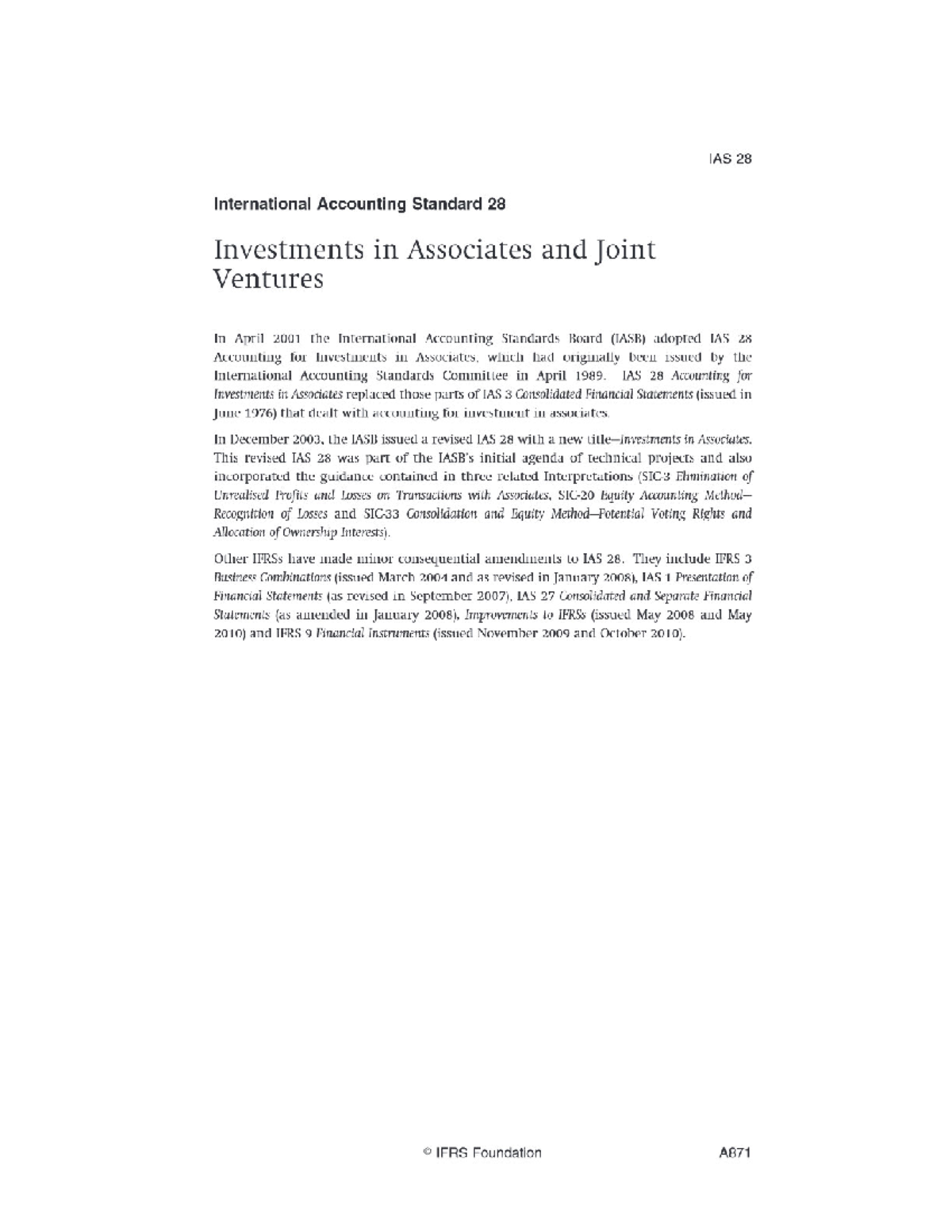 IAS 28 - IAS 28 International Accounting Standard 28 Investments in ...