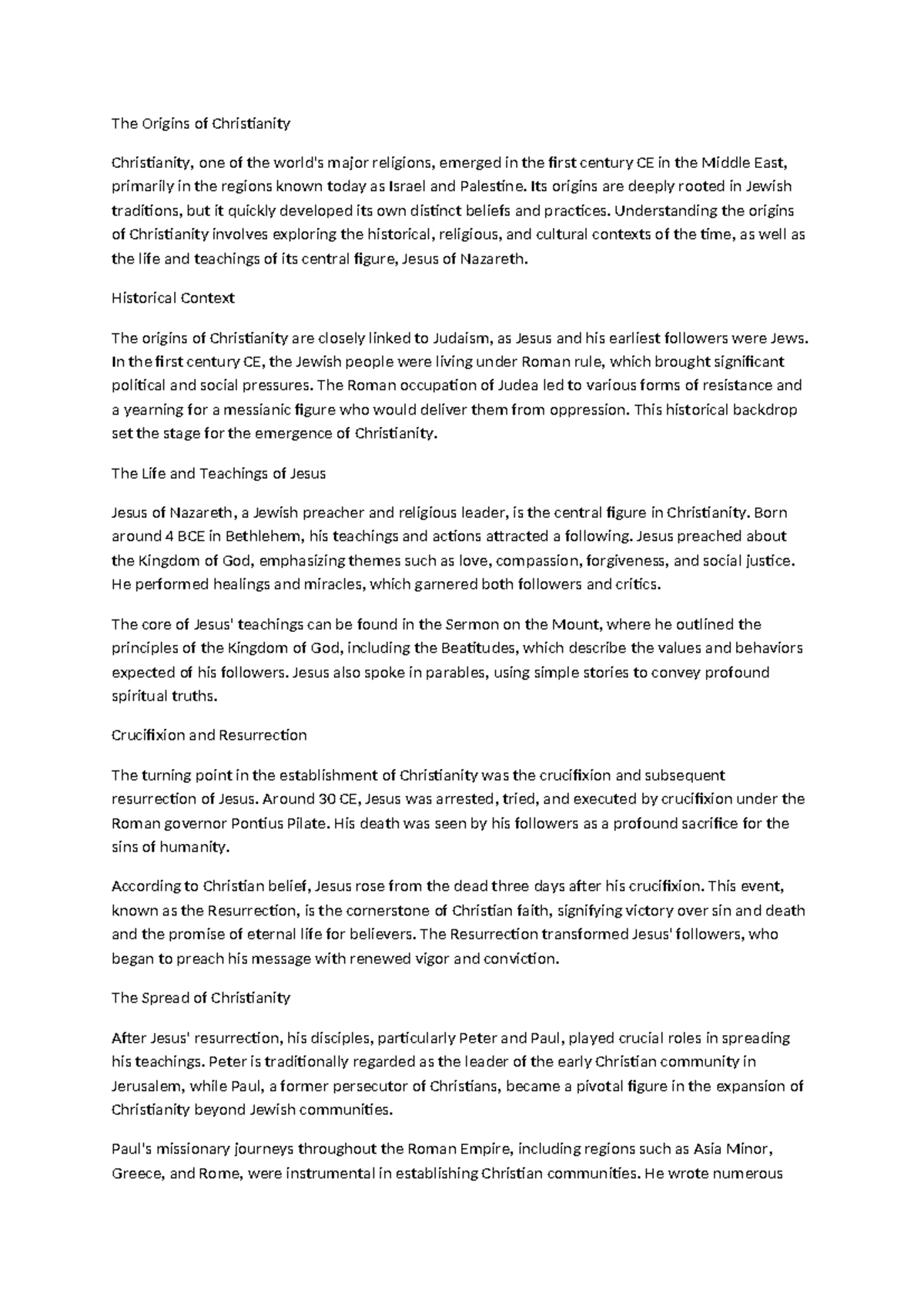 The Origins of Christianity - The Origins of Christianity Christianity ...