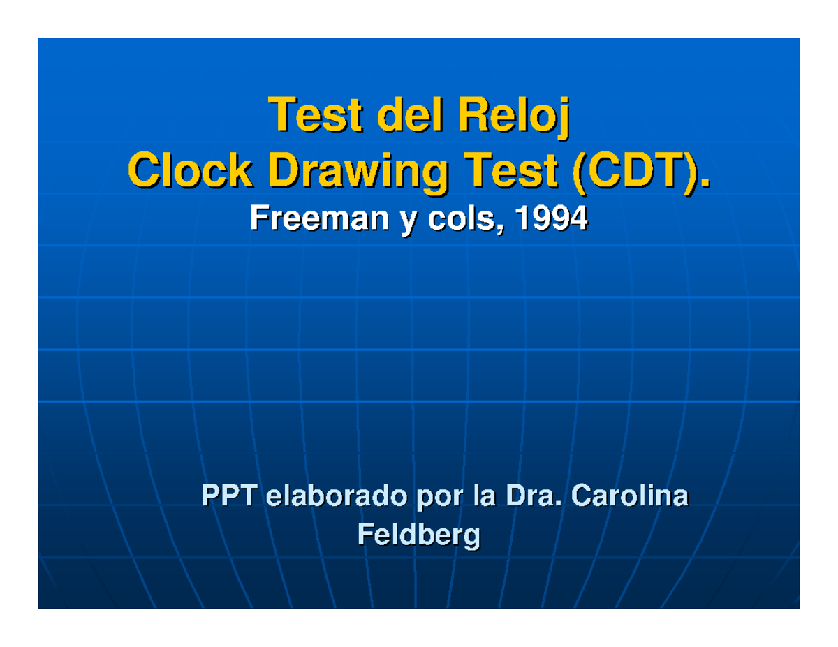Test-Del-Reloj ppt - Test del Test del Reloj Reloj Clock Drawing Test ...