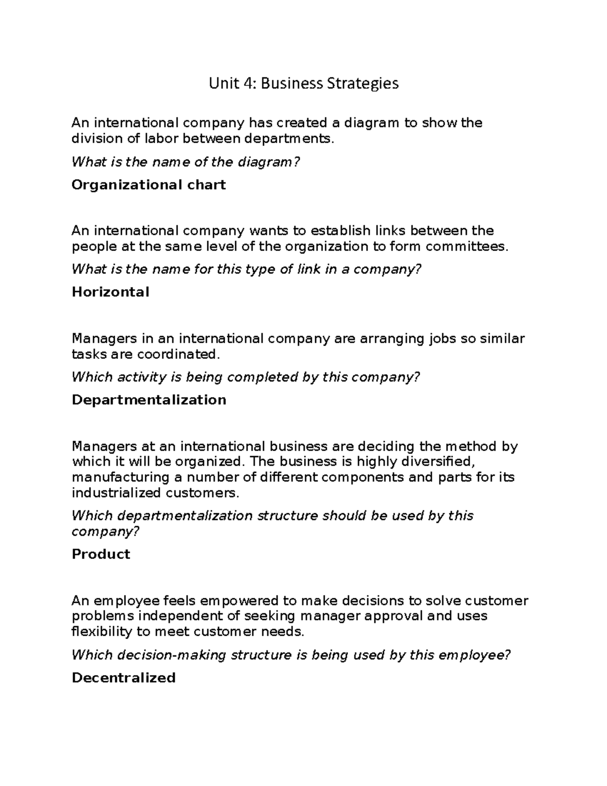 D080 - Unit 4 - D080 Unit 4 - Unit 4: Business Strategies An ...