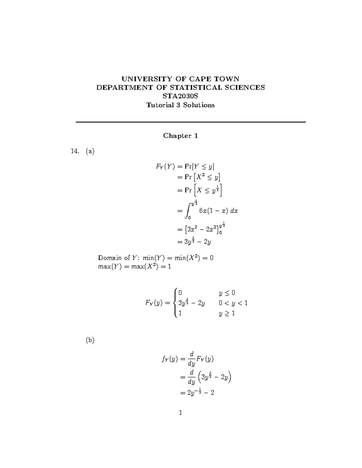 Tutorial 3 solutions - UNIVERSITY OF CAPE TOWN DEPARTMENT OF ...